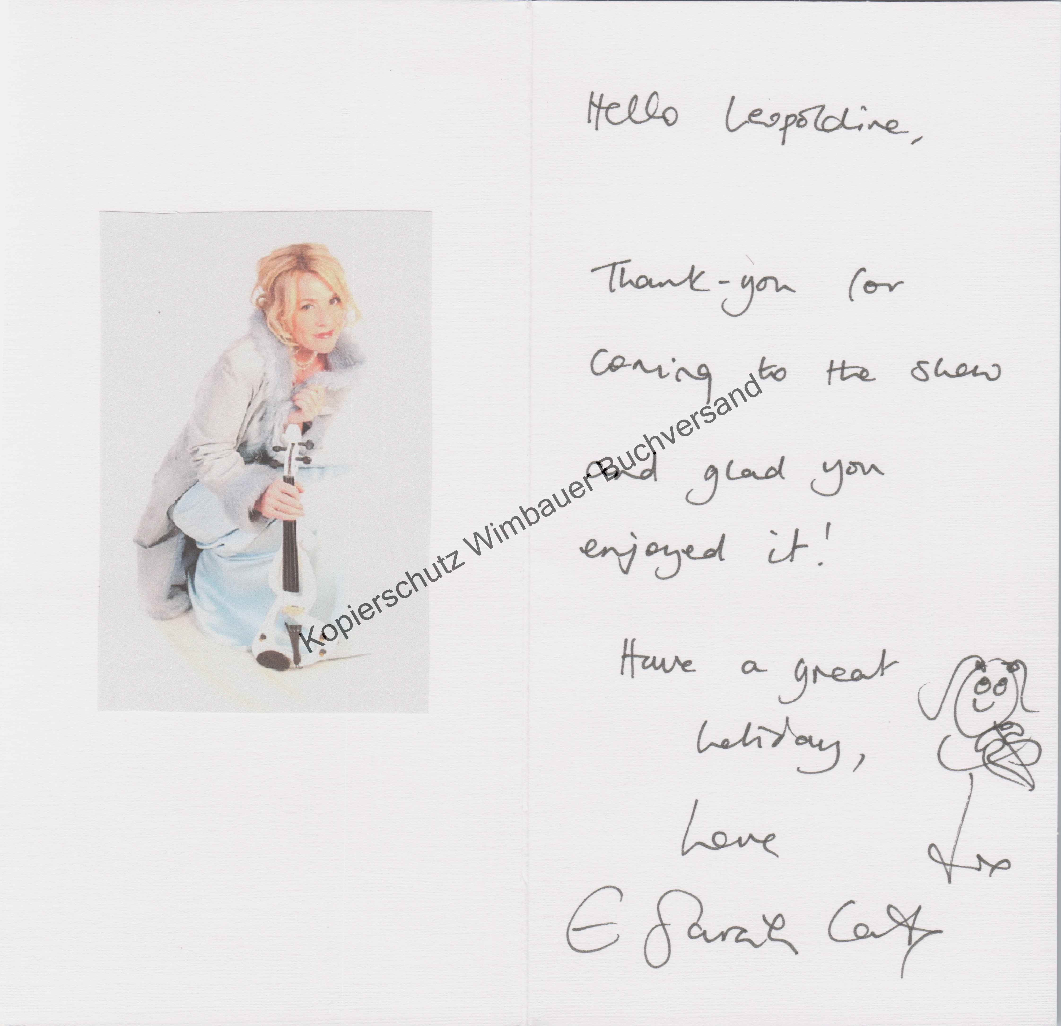 Original Autogramm E Sarah Carter LORD OF THE DANCE Violinist ...