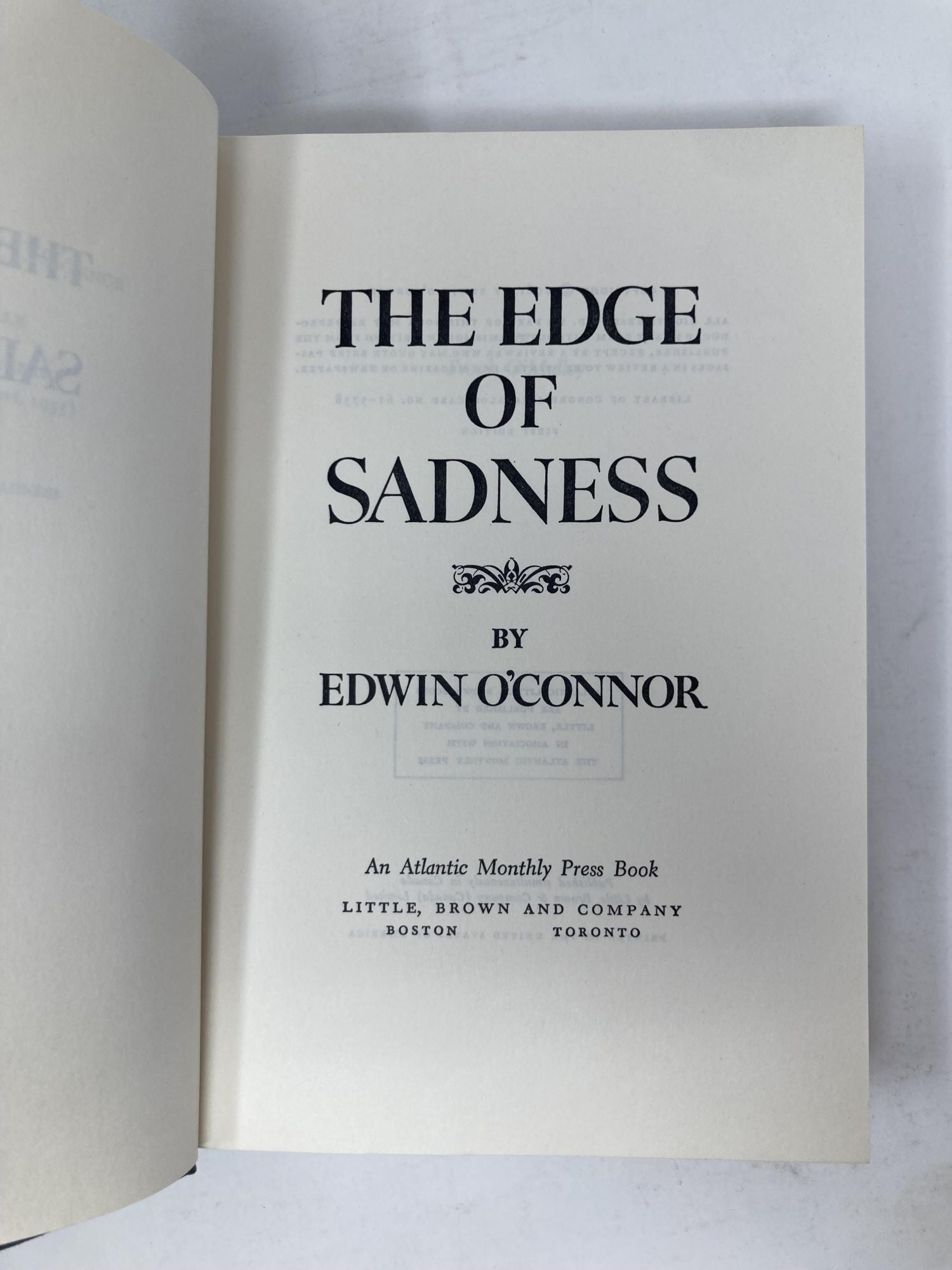 The Edge of Sadness by O'Connor, Edwin: Very Good Hardcover (1961 ...