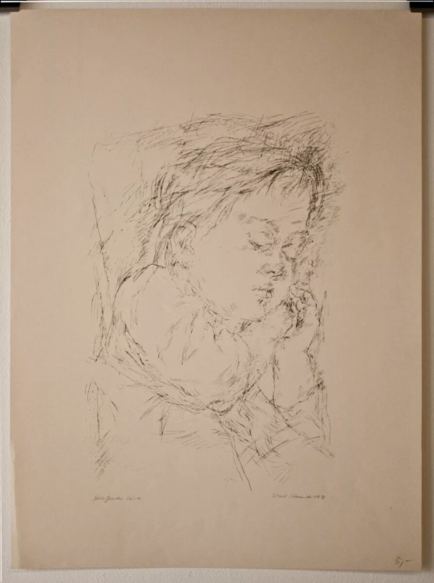 Erhard Schmidt - Schlafendes Kind - 1971 - Lithografie von Erhard ...