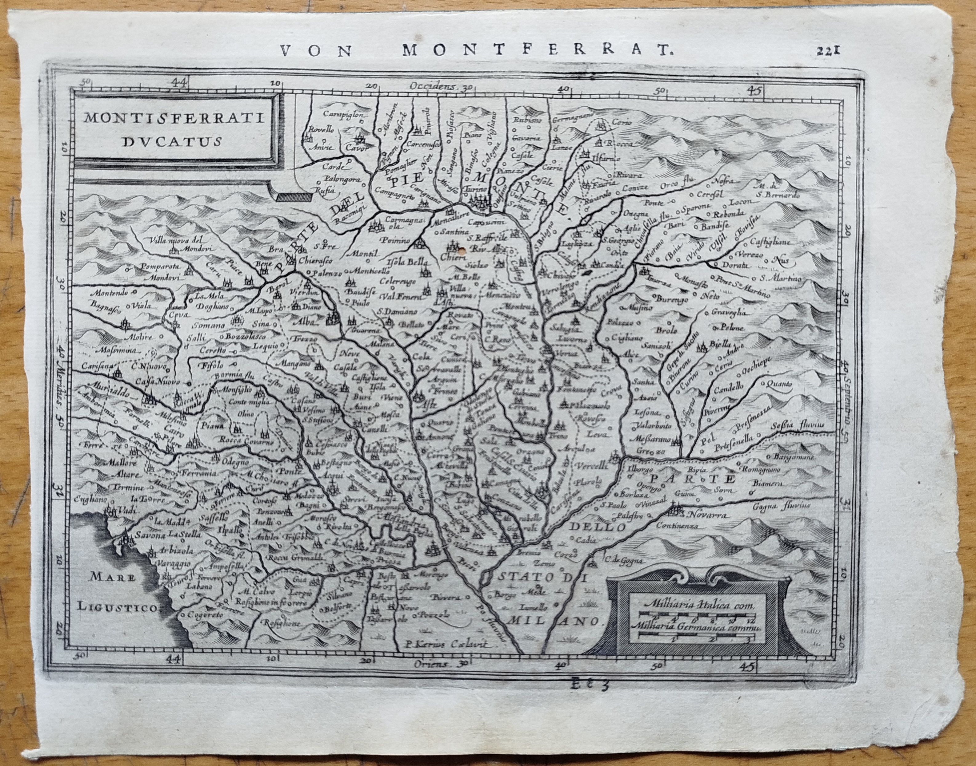 Northern Italy Montferrat - Original Map Mercator - 1630: (1630) Map ...