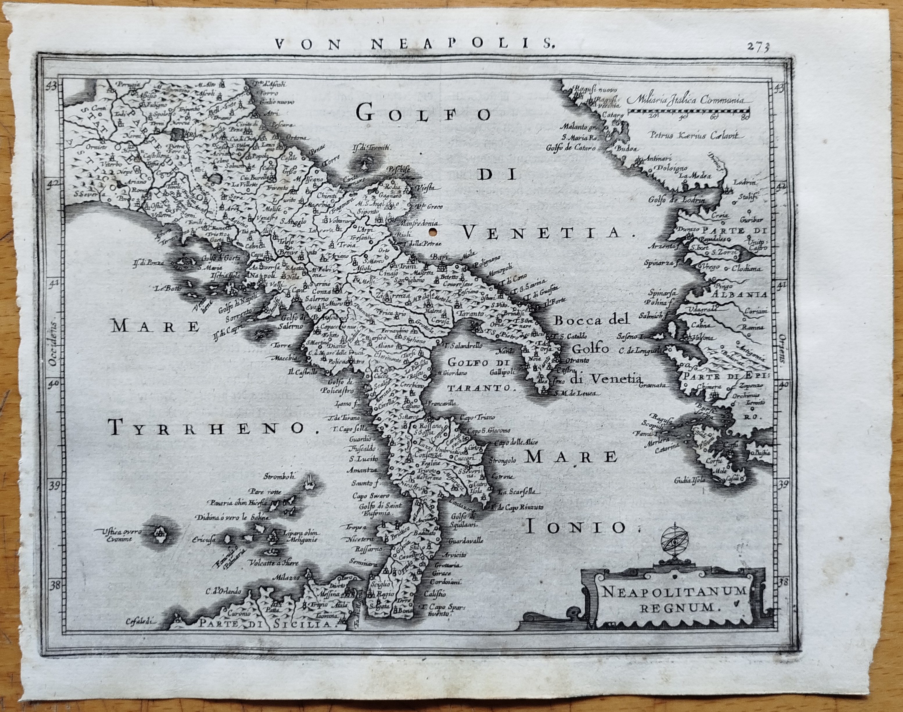 Italy Neapolitanum Regnum - Original Map Mercator - 1630: (1630) Mapa ...