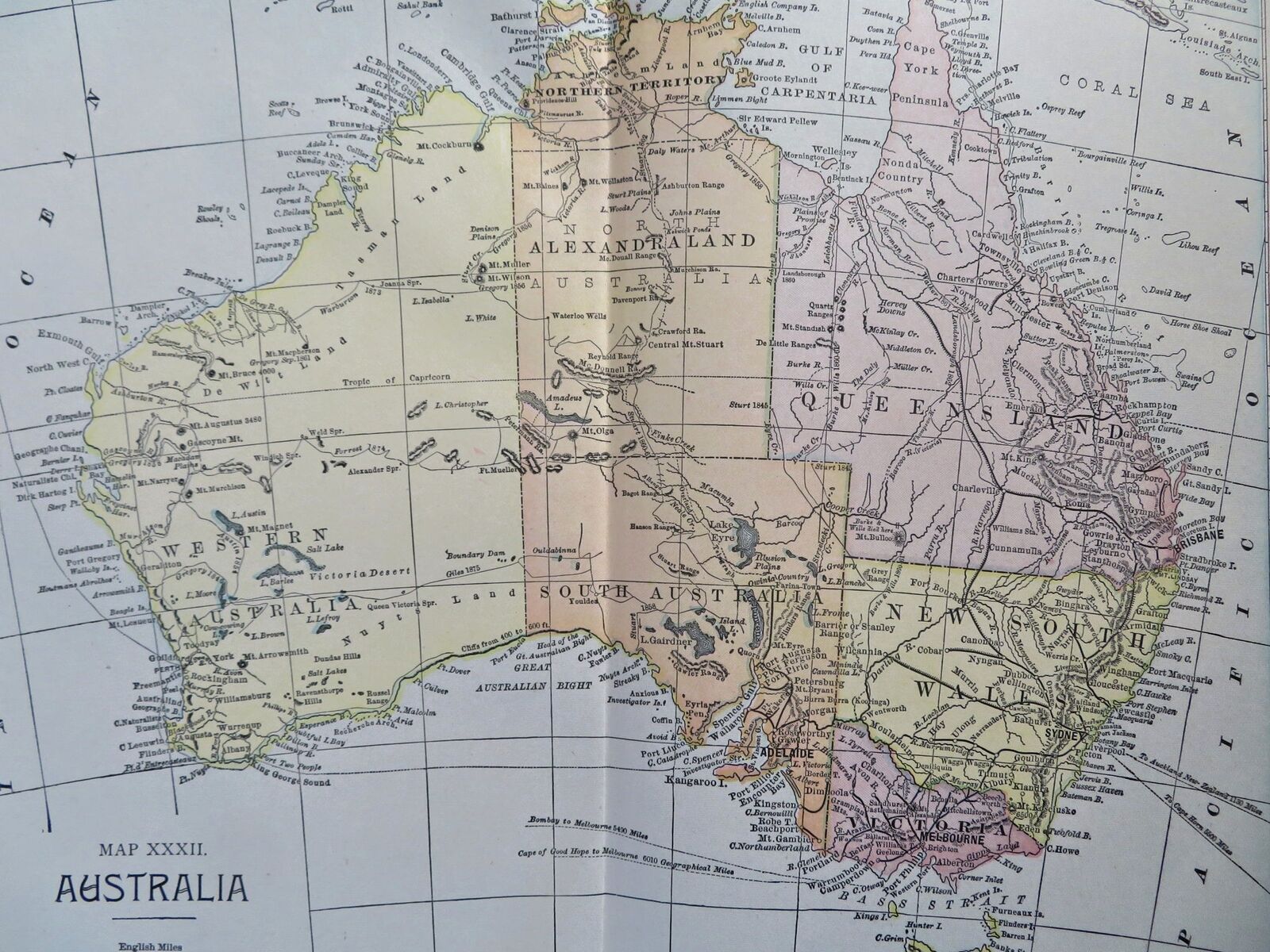 Australia showing early exploration routes 1899 interesting uncommon ...