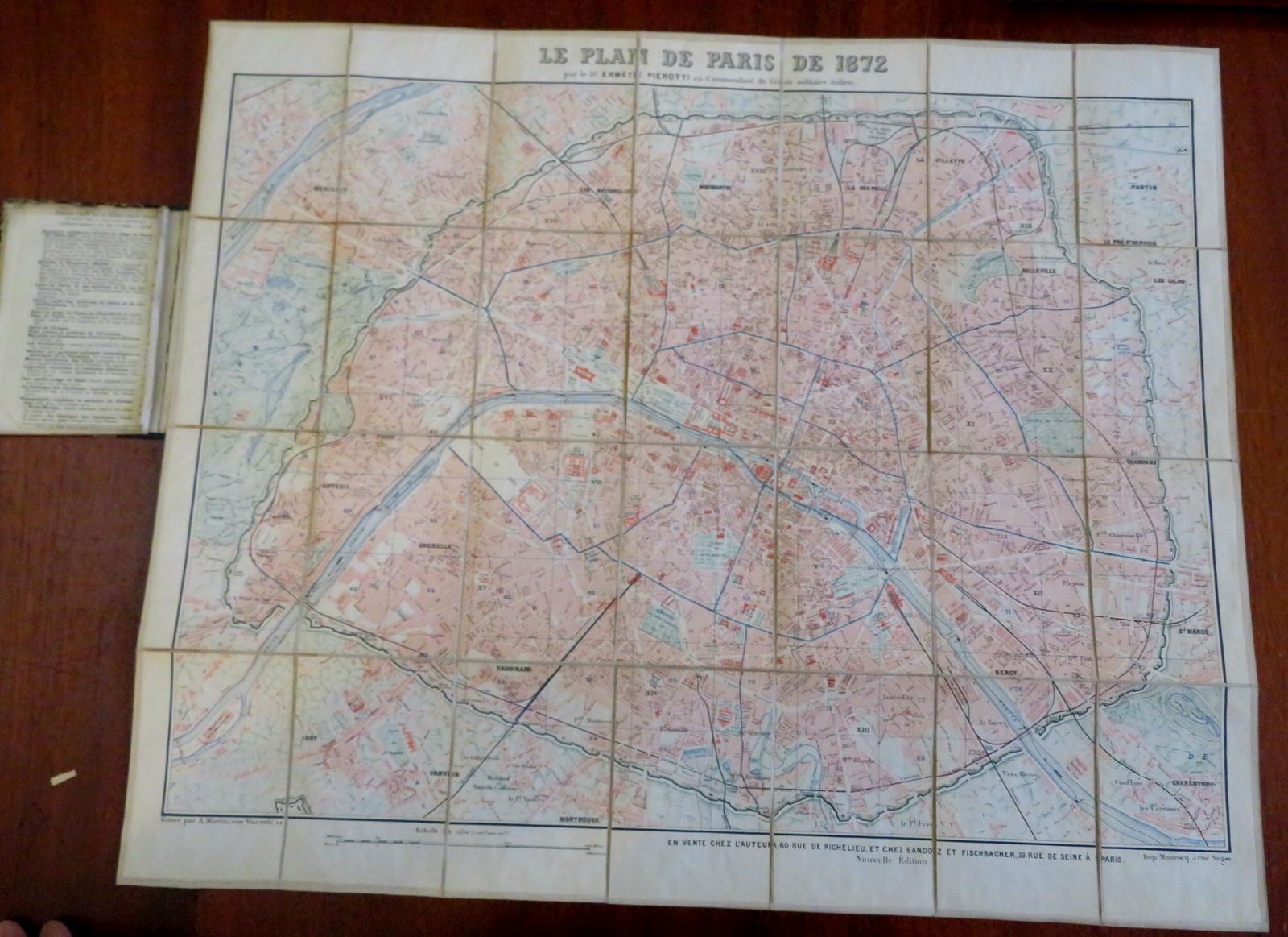 Paris France Tourist City Plan w/ Index c. 1872 large folding map ...