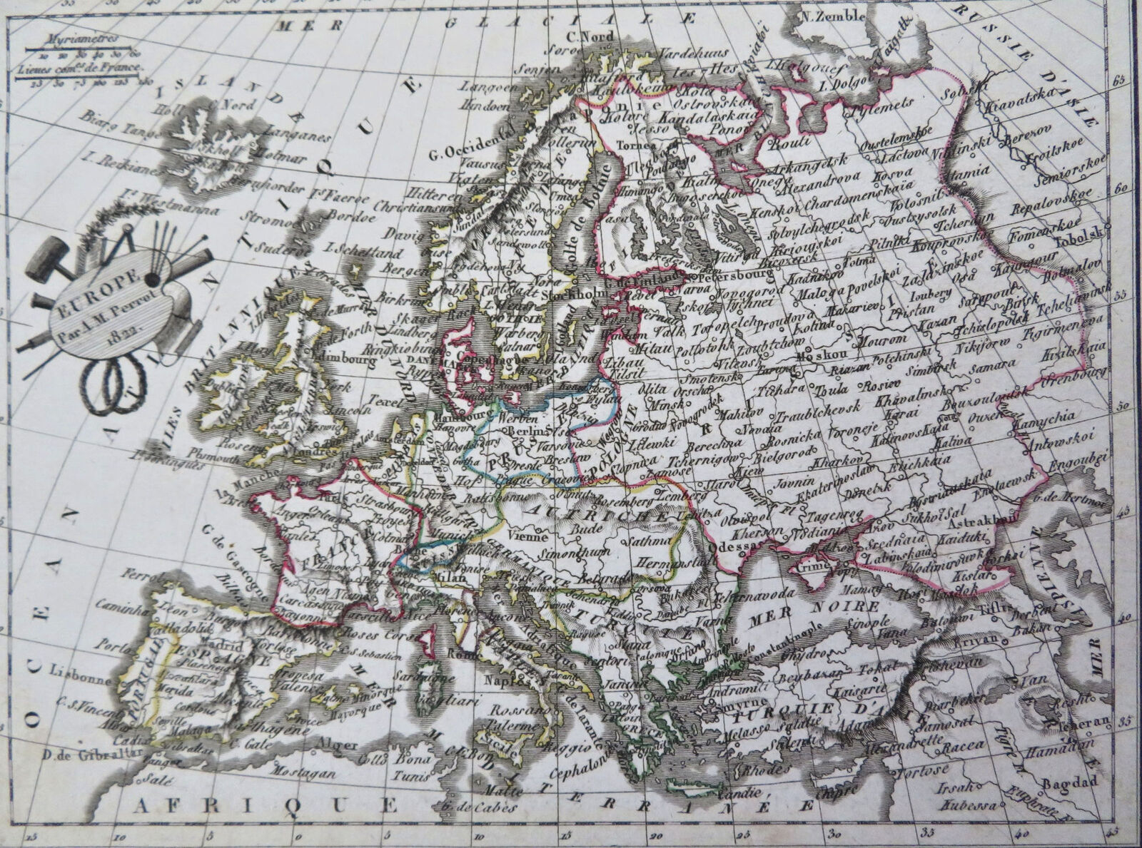 Europe France German Confederation Ottoman Empire 1822 Perrot miniature ...