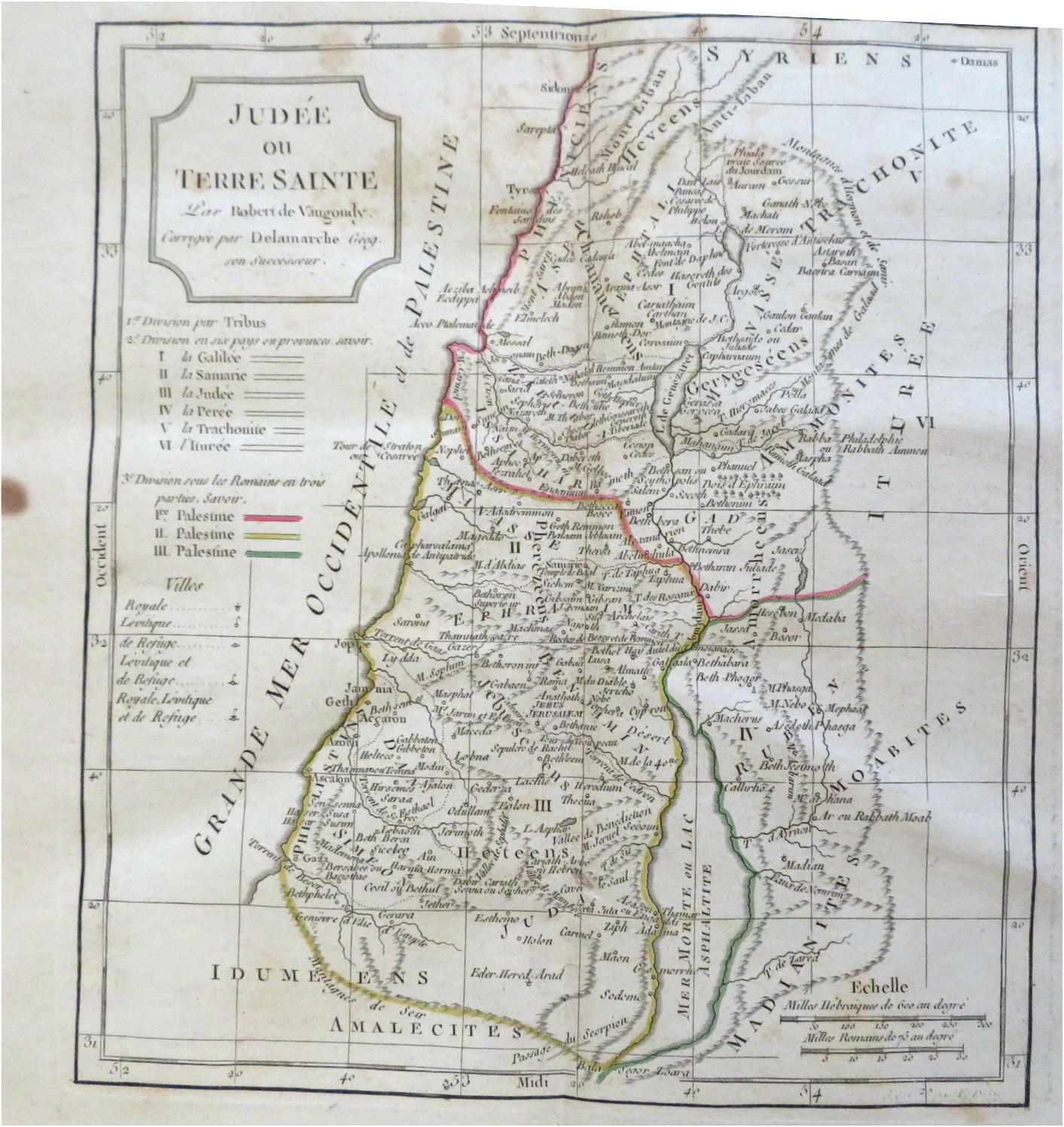 Roman Palestine Israel Judea c. 1795-1806 Vaugondy Delamarche engraved ...