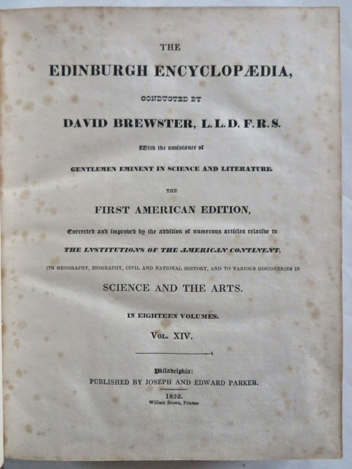Edinburgh Encyclopedia 1832 Vol. 19 Brewster leather book: good (1832 ...