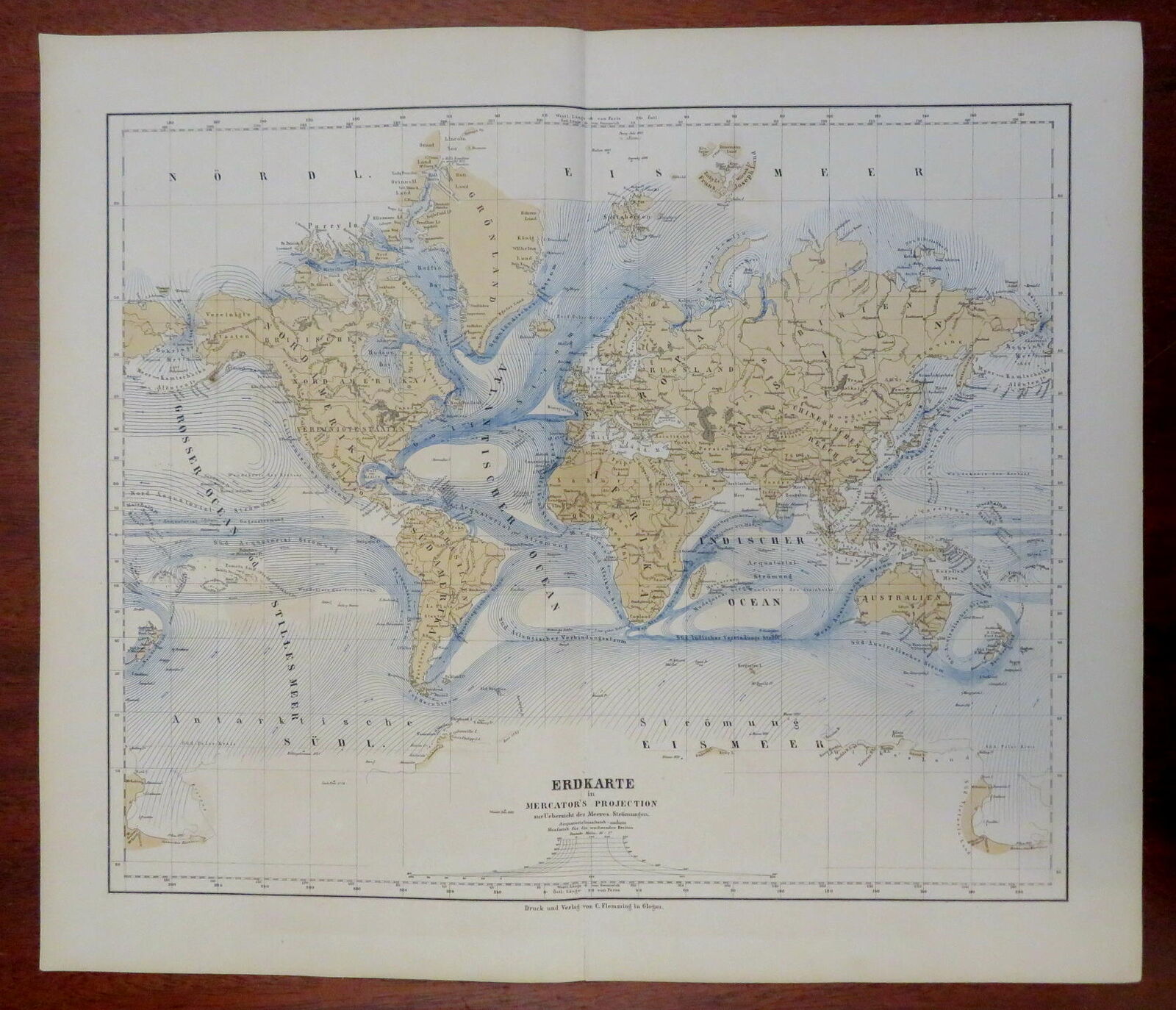 World Map on Mercator's Projection 1885 Flemming detailed map: (1885 ...