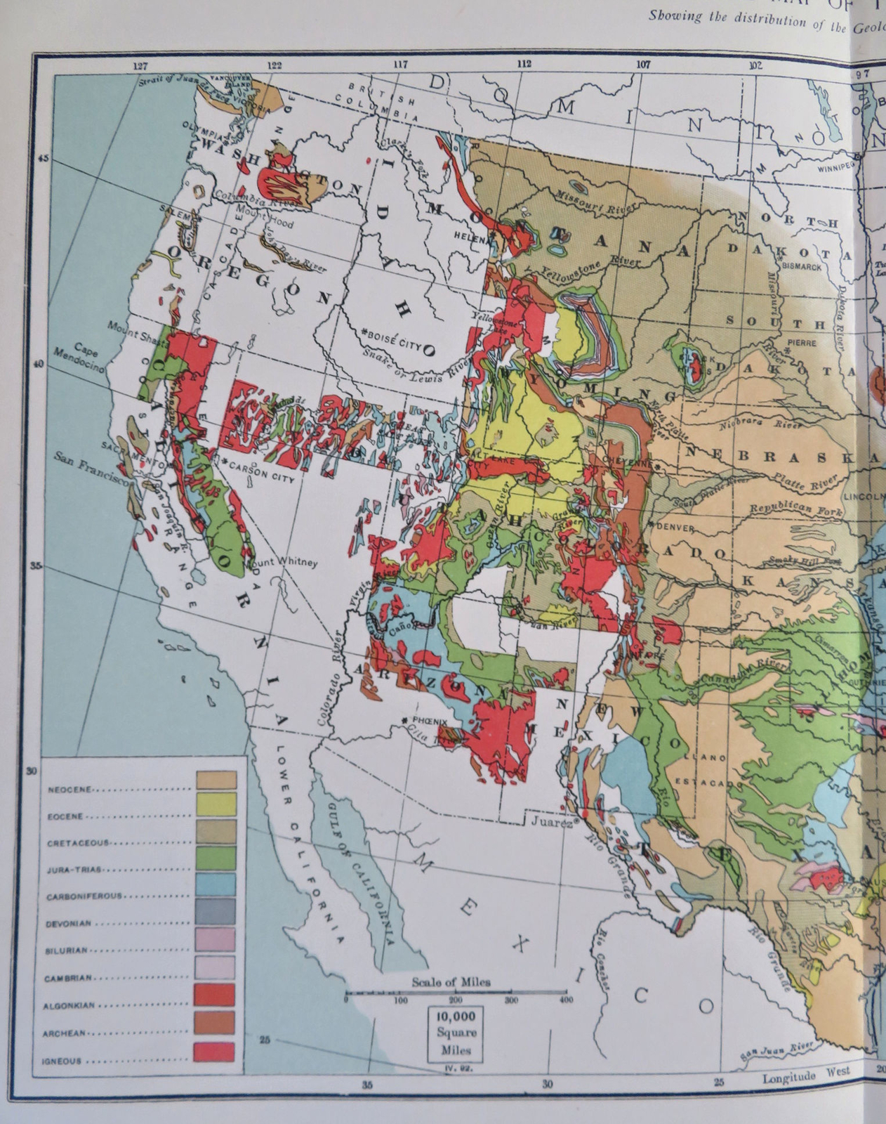 Geological United States 1898 Tobert McGee color scientific map ...