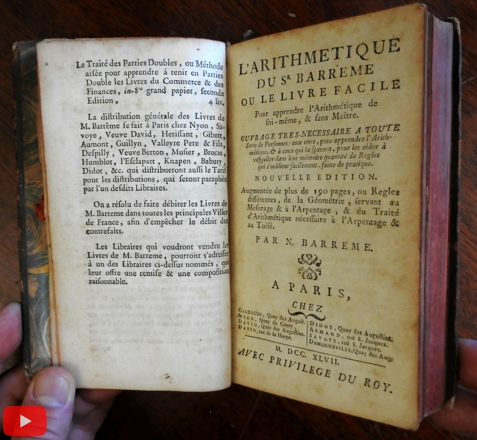 Arithmetic Mathematics textbook 1747 by Barreme rare book France: good ...