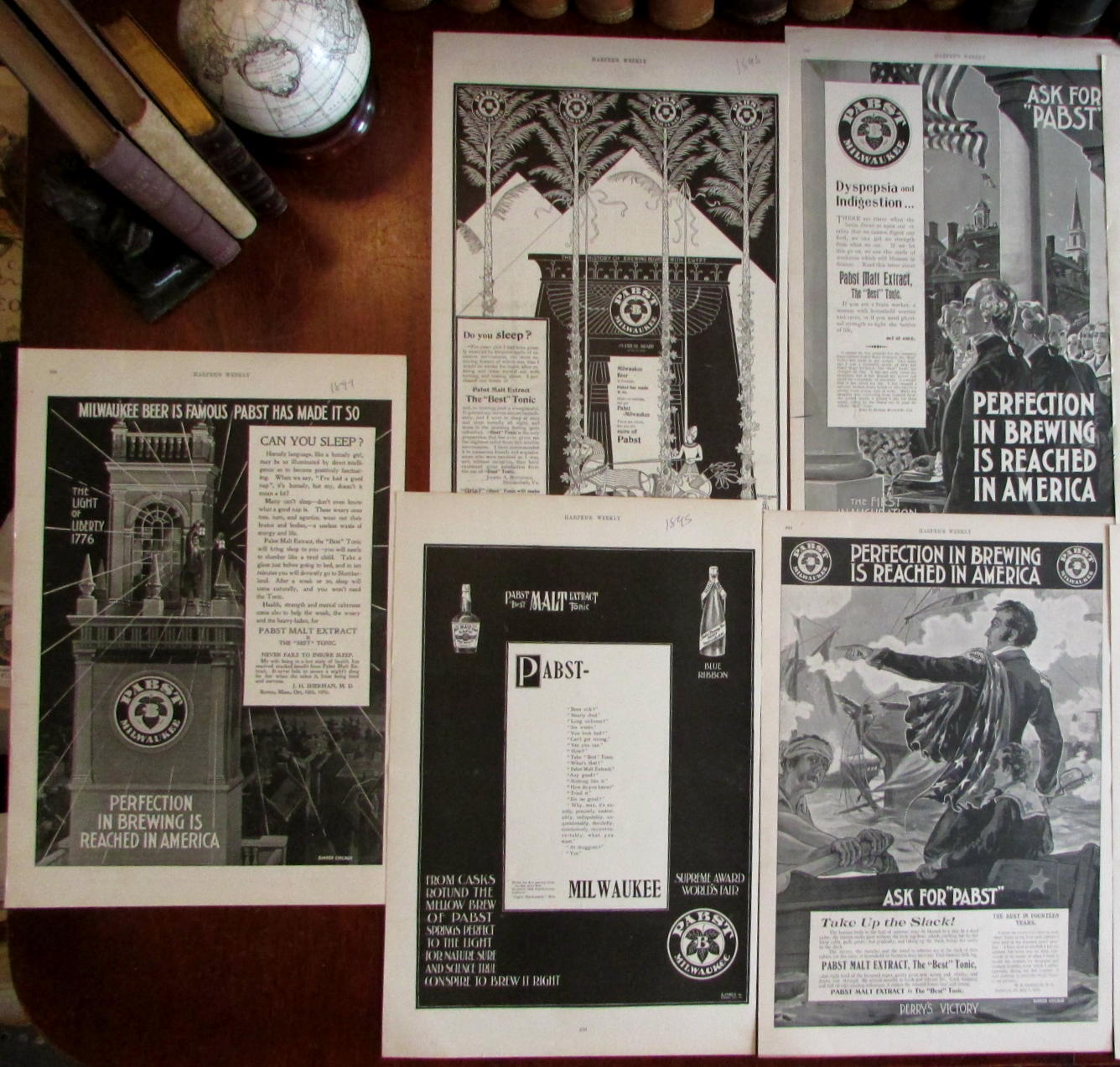 Pabst Beer Advertising 1895-8 lot x 10 original scarce large pictorial ...