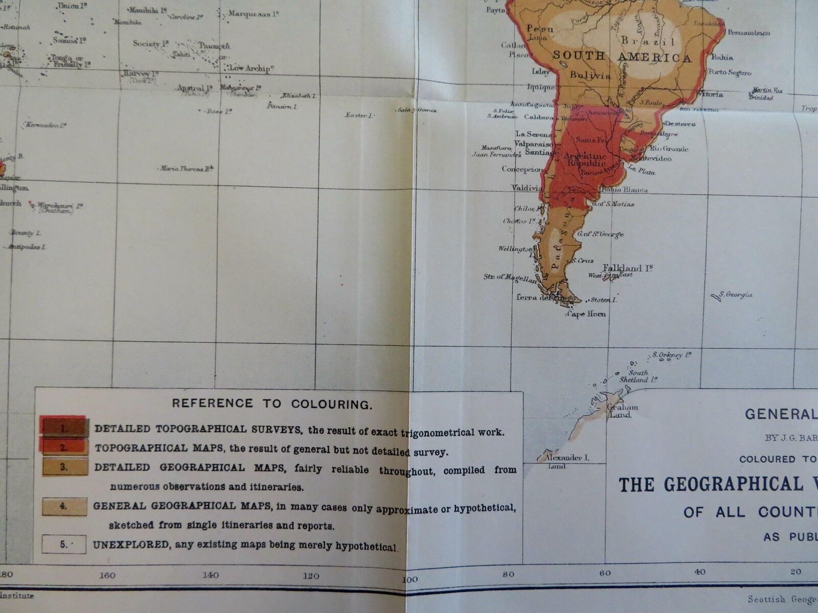 World Maps Unexplored Regions Topo Surveys 1890 Bartholomew scarce map ...