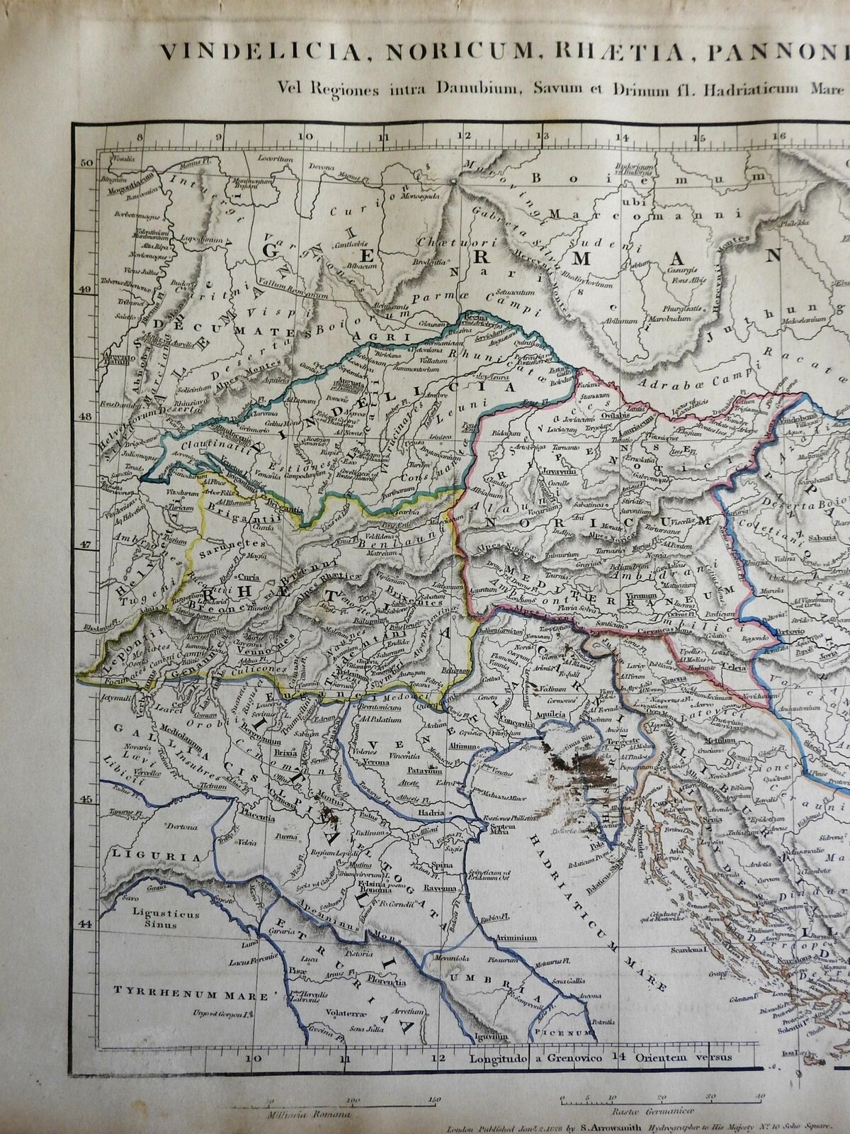 Ancient World Roman Provinces Noricum Pannonia 1828 Arrowsmith engraved ...