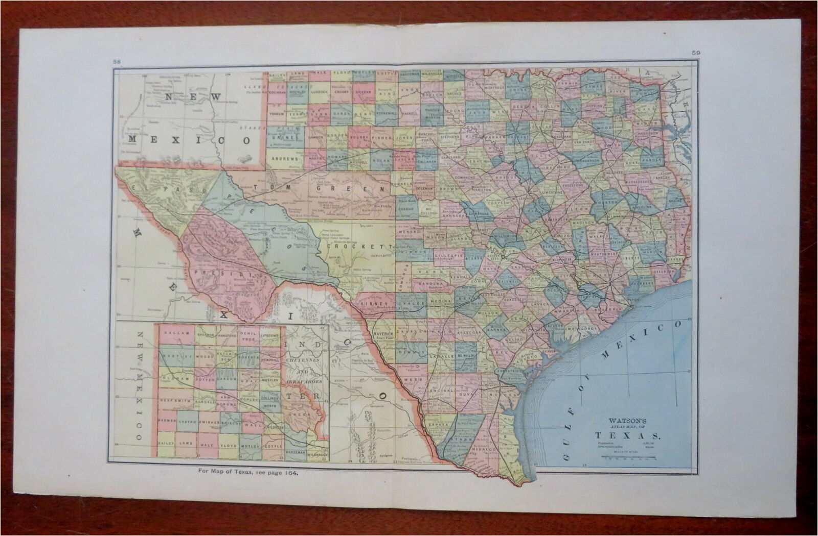 Texas State Map Western Counties El Paso 1886 Watson transitional map ...
