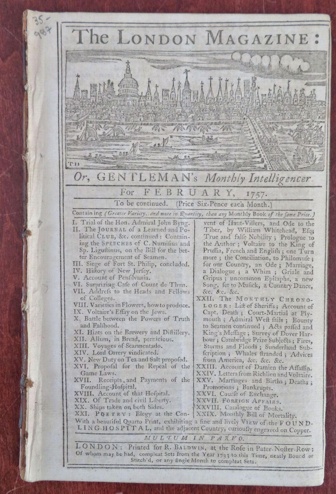 Pennsylvania & New Jersey Tea & Salt Duties 1757 rare London mag. full ...