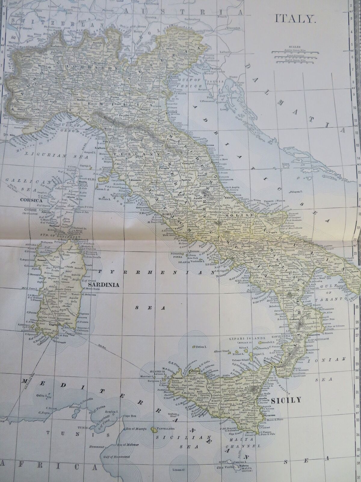 Italy country 1882 large color map: (1882) Mapa | RareMapsandBooks