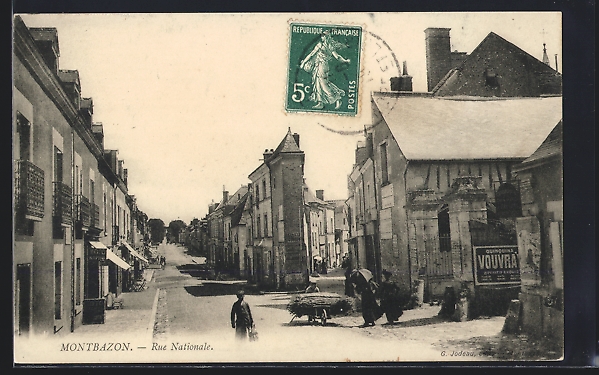 Carte postale Montbazon, Rue Nationale: (1910) Manuskript ...
