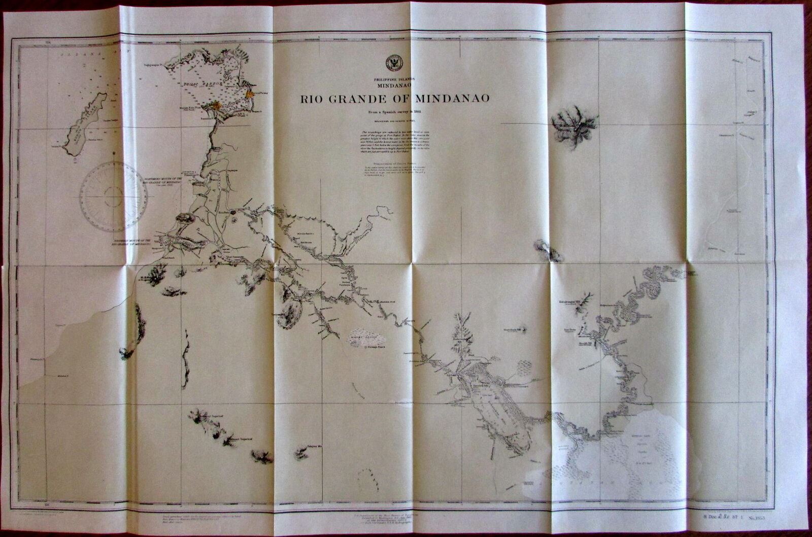 Philippine Islands Mindanao Rio Grande harbor 1902 detailed nautical ...