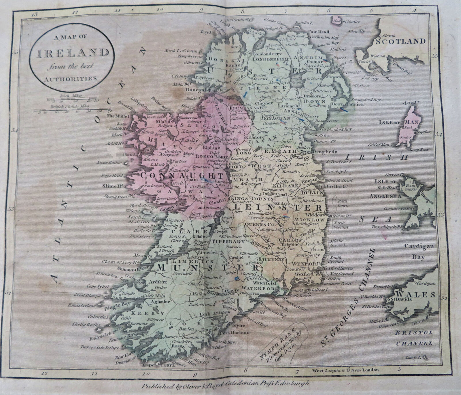 Ireland rare map c. 1801 Oliver & Boyd rare map: (1801) Karte ...