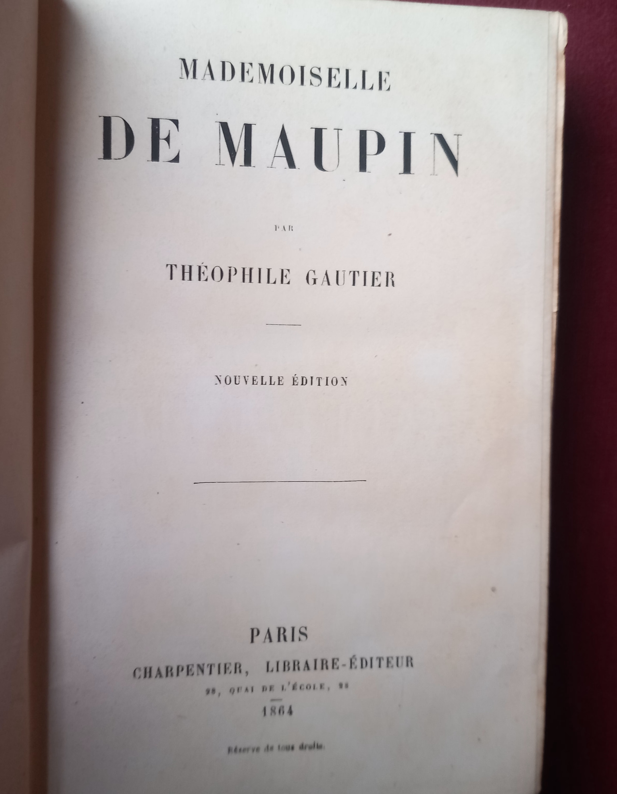 La préface de Mademoiselle de Maupin et Mademoiselle de Maupin de ...