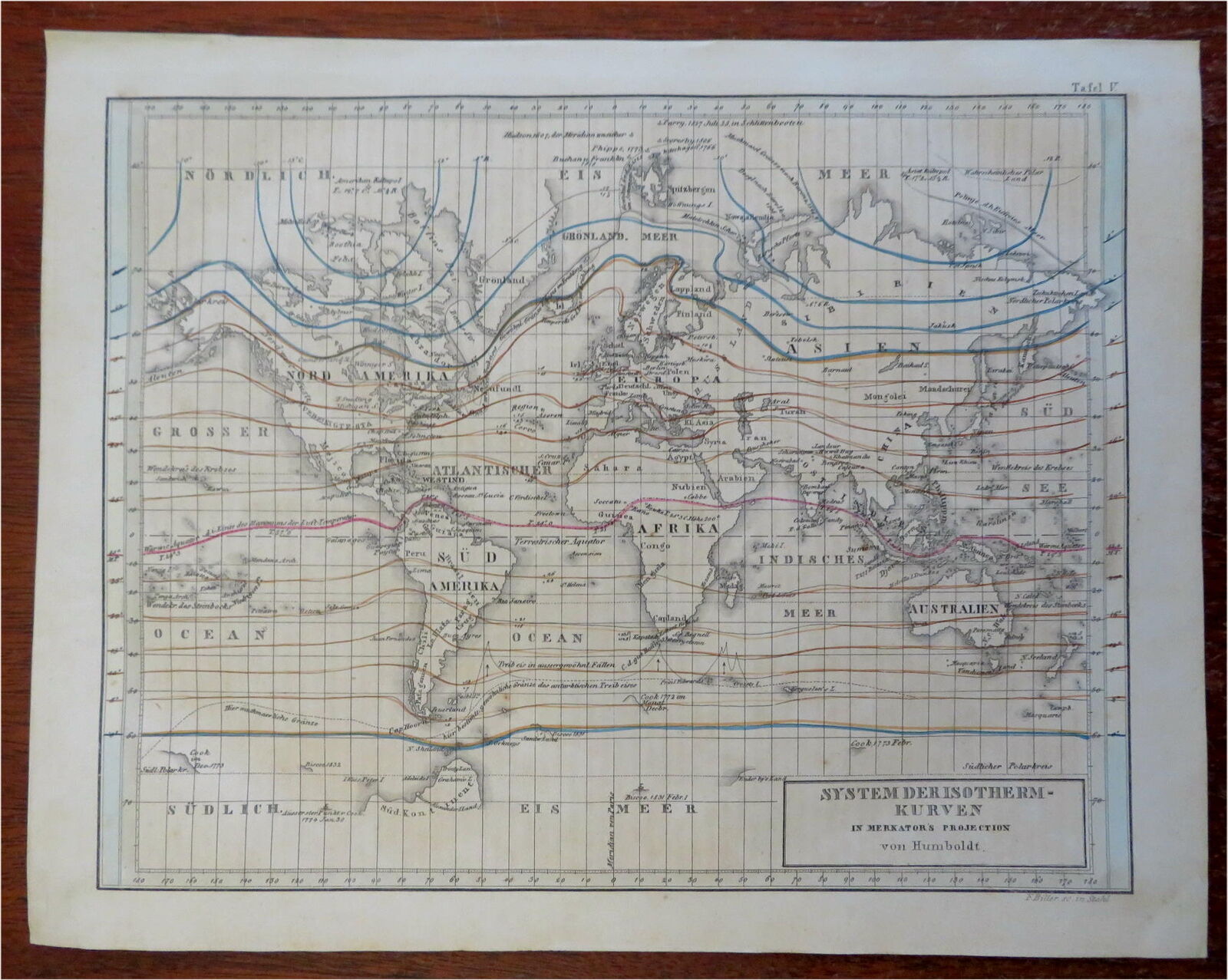 World Climate Zones Isothermal Map c. 1860's Biller engraved map: (1860 ...