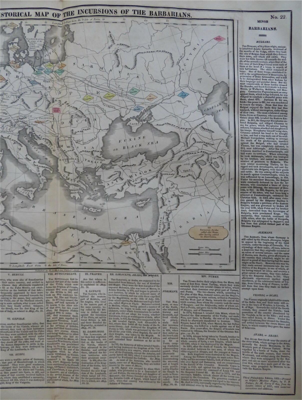 Roman Empire Migration Period Europe 1821 Carey large hand color ...