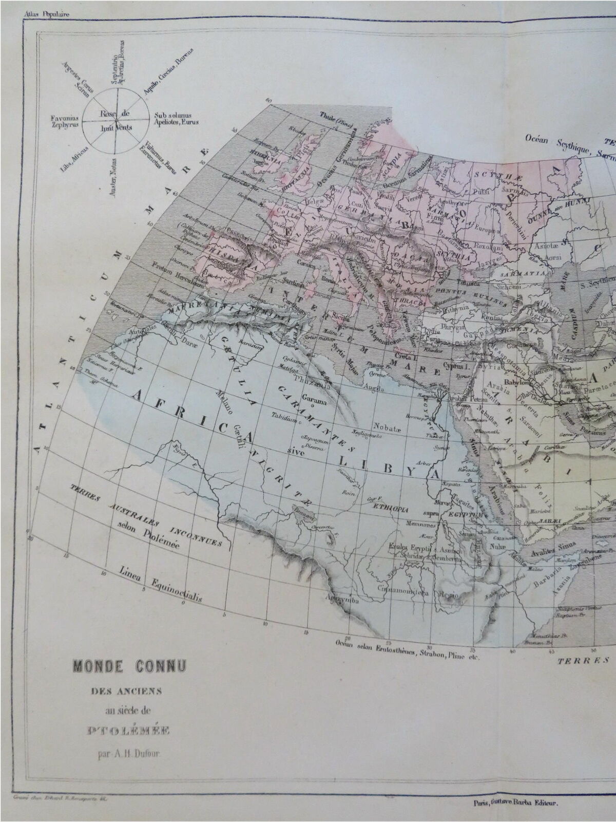 Ancient World Map Europe North Africa Middle East India c. 1855 Dufour ...