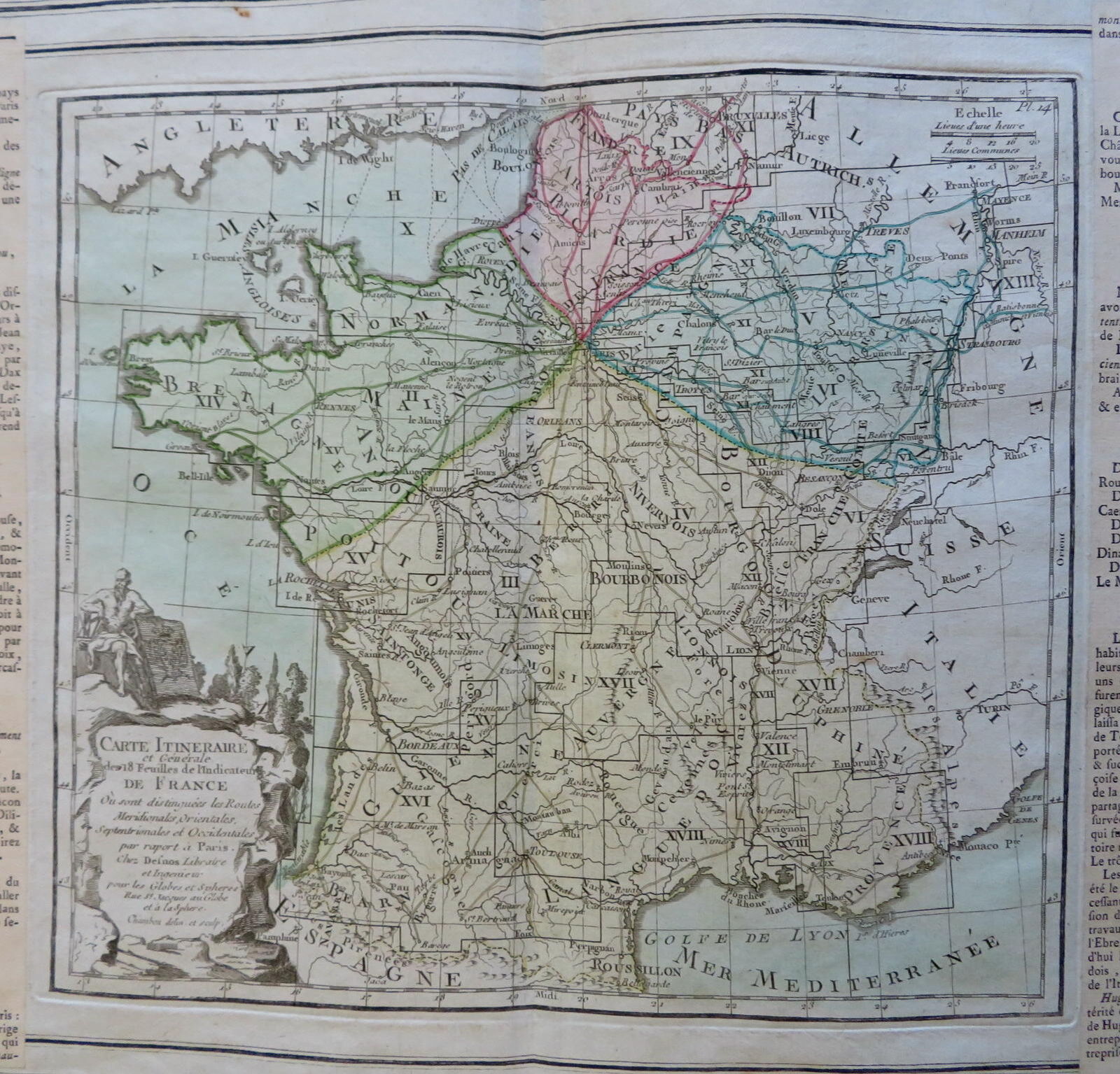 Kingdom of France Major 18th Century Roadways c. 1780's engraved travel ...