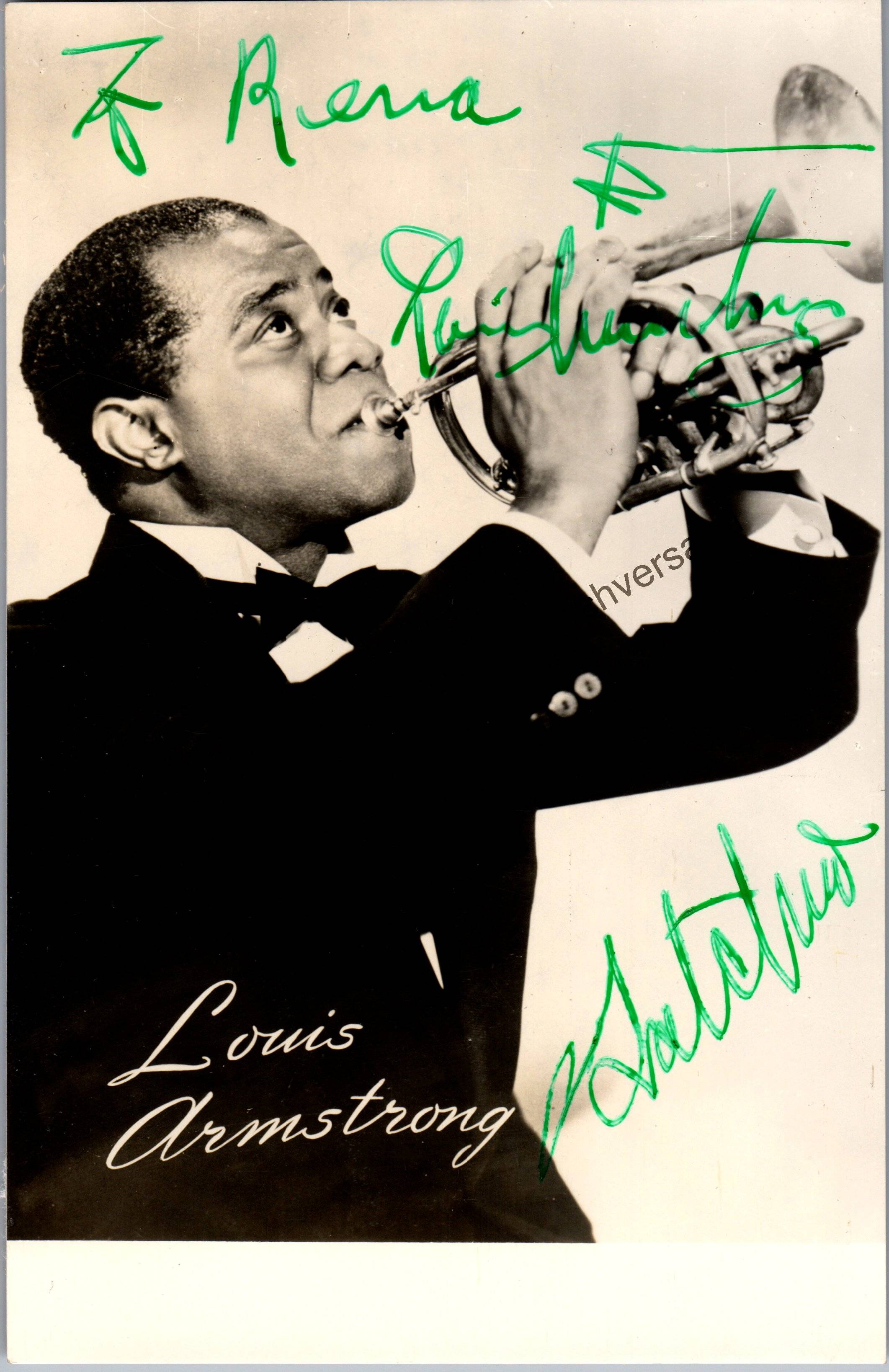 Original Autogramm Louis Armstrong (1901-1971) /// Autograph signiert ...