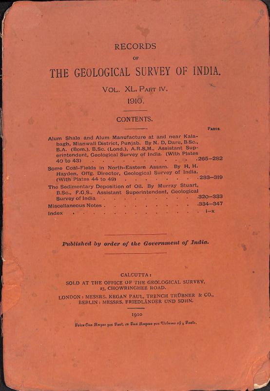 Records of The Geological Survey of India Vol. XL, Part. IV: New ...