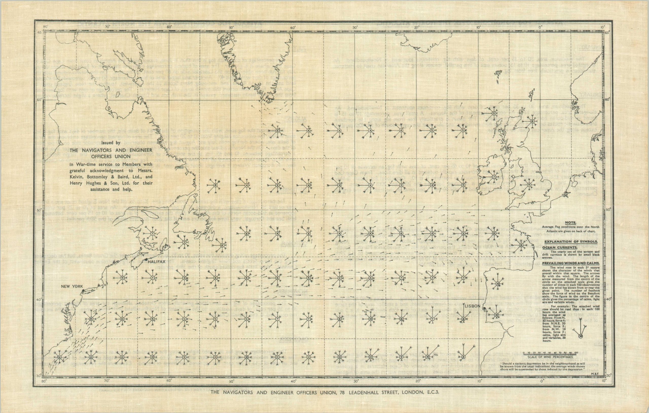 [Life Raft Map of the North Atlantic Ocean] - A scarce World War II ...
