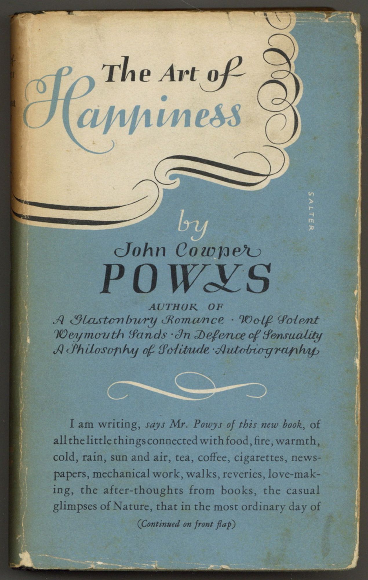 The Art of Happiness von POWYS, John Cowper: Very Good Hardcover (1935 ...