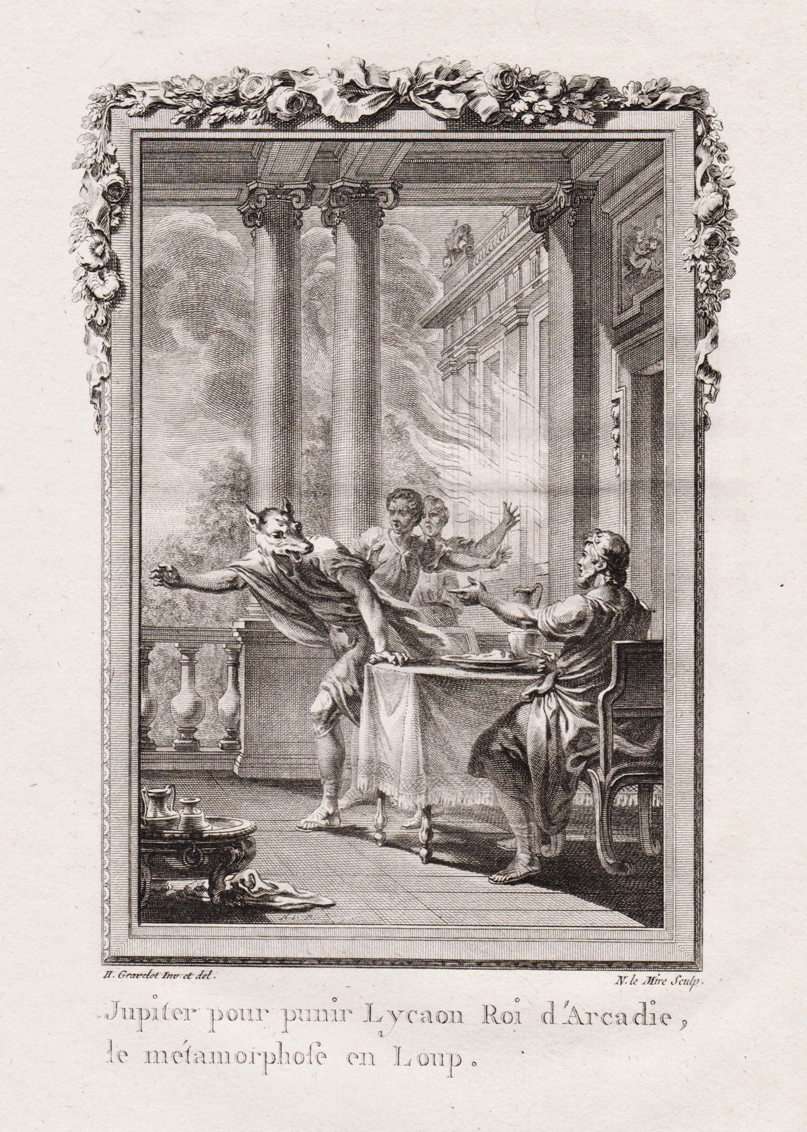 "Jupiter pour punir Lycaon Roi d'Arcadie, le metamorphose en Loup ...