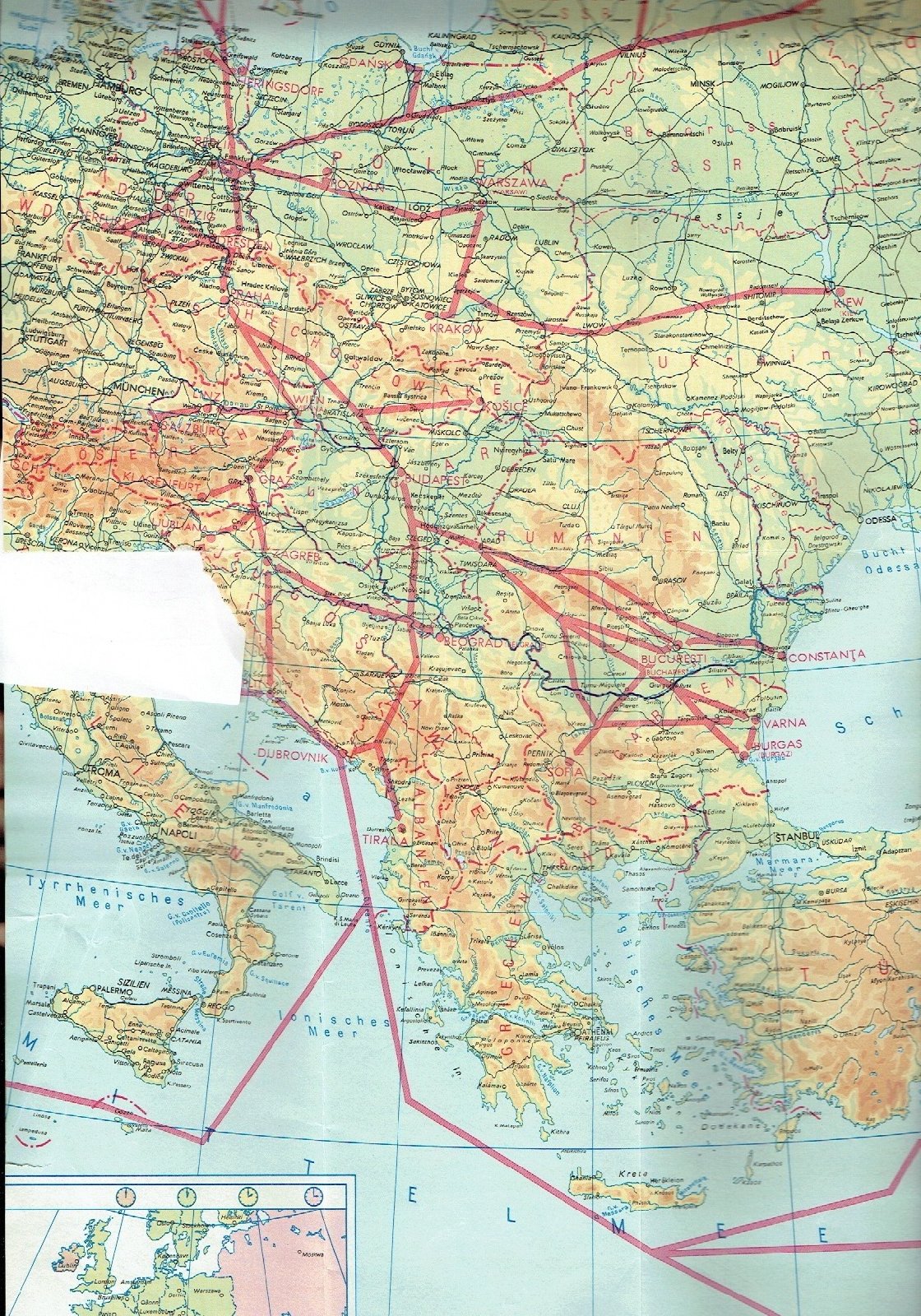 Streckenkarte / Route Map Europe - Africa - Middle East by Interflug ...