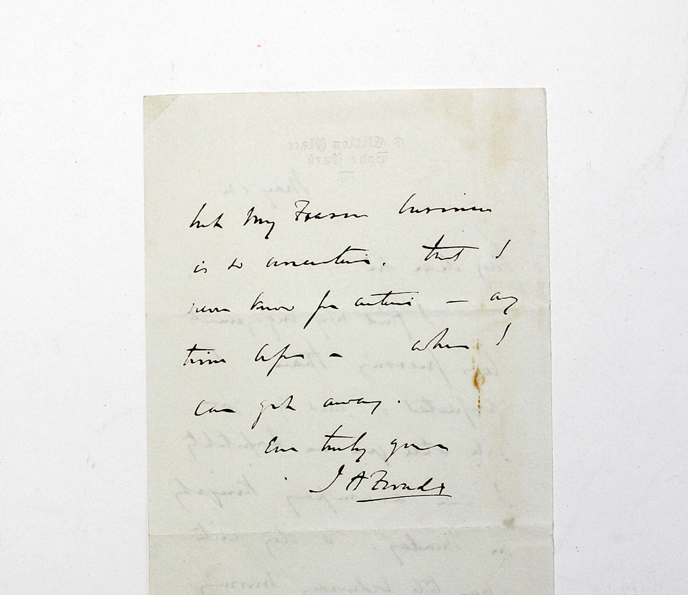 An Original Handwritten and Signed Letter by Historian James Anthony ...