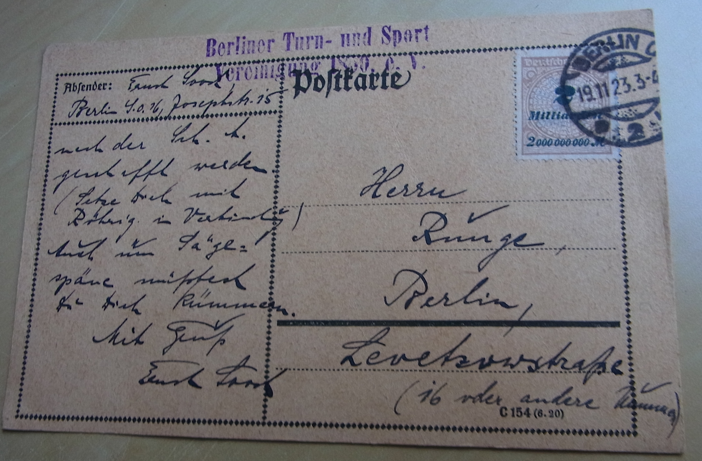 INFLA-PK BERLIN 1923 (2 Milliarden Mark), Handball, von Ernst SOOST ...