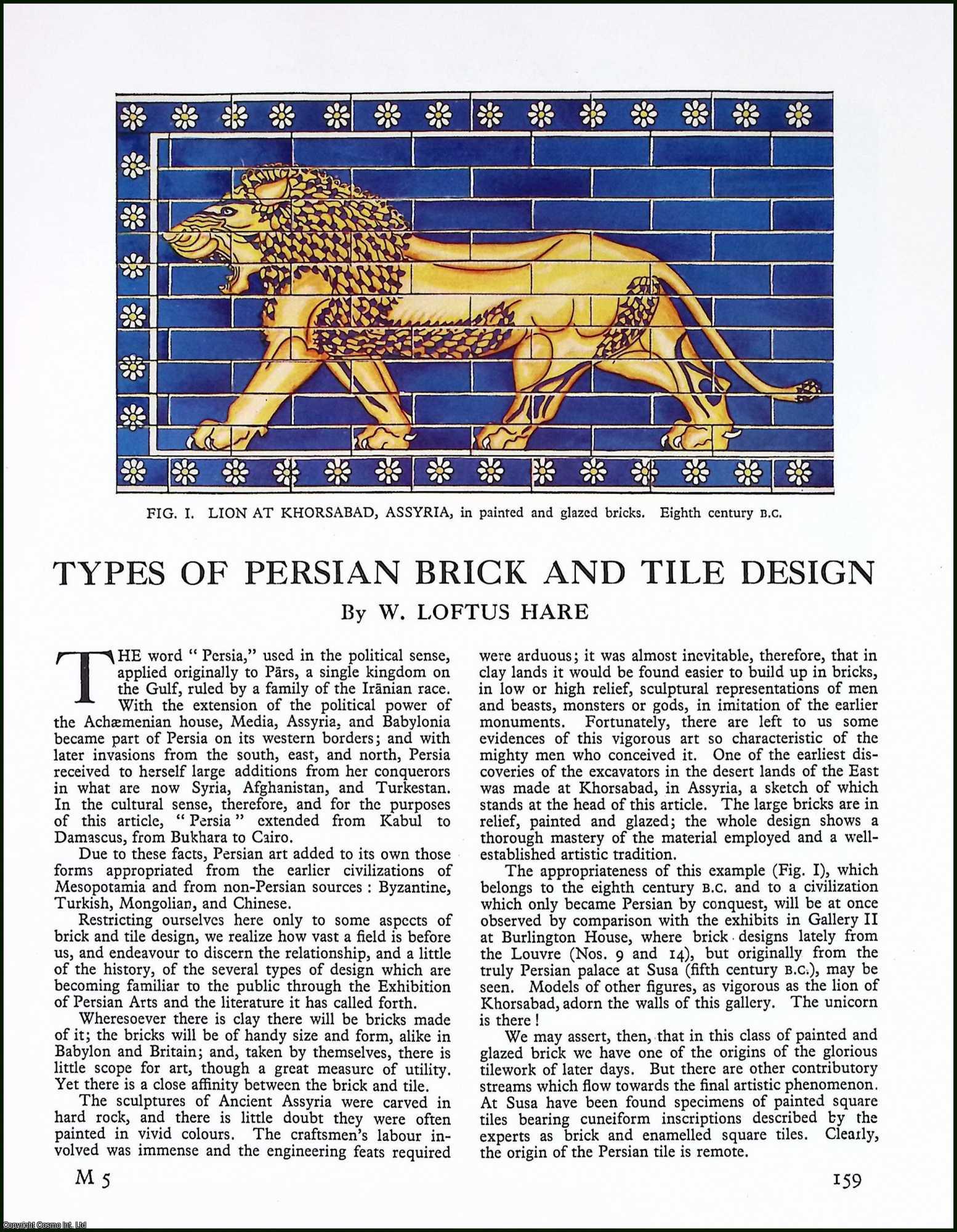 Types of Persian Brick & Tile Design. By W. Loftus Hare. An original ...