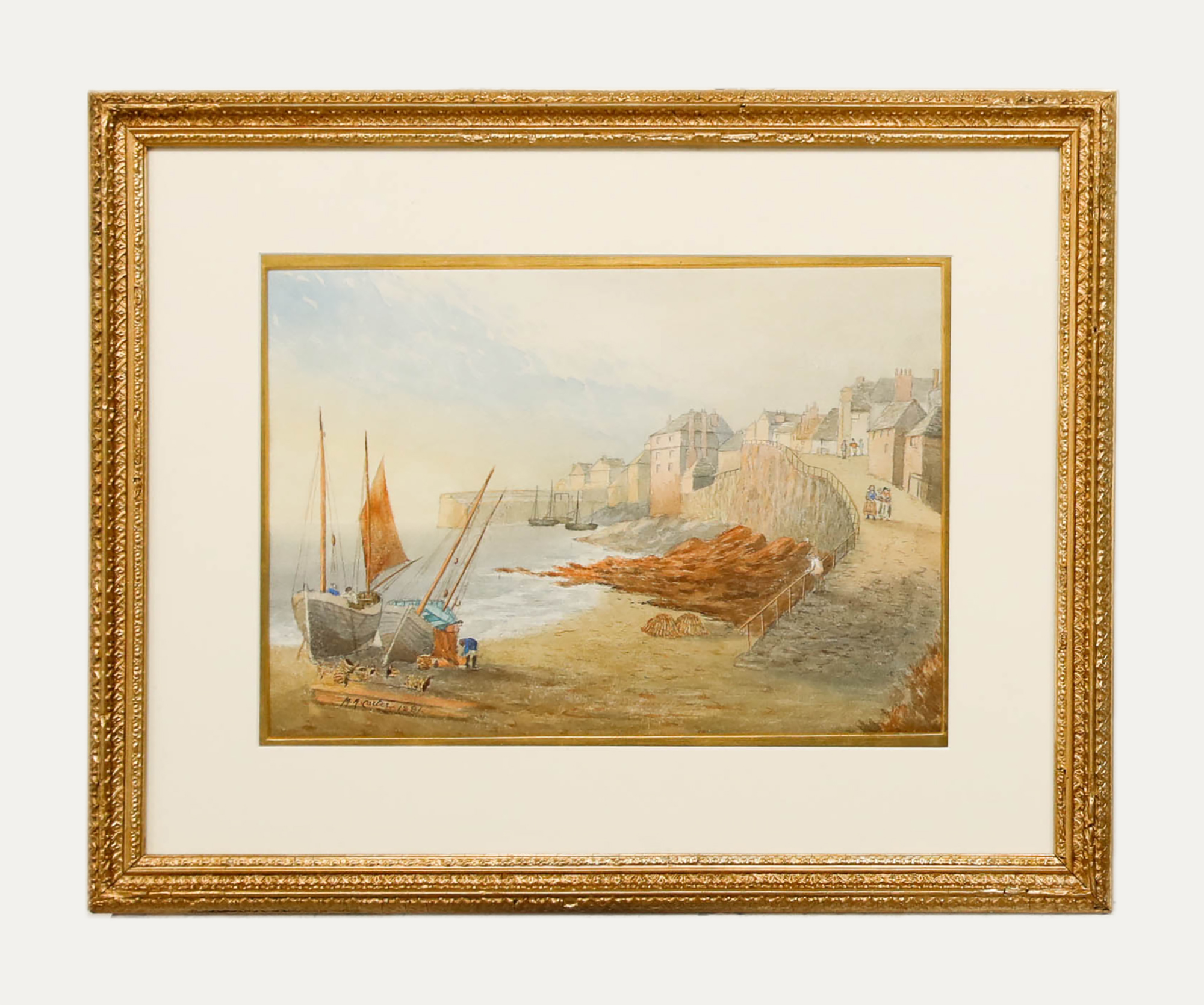M. A. Carter - Framed Late 19th Century Watercolour, Preparing Boats at ...