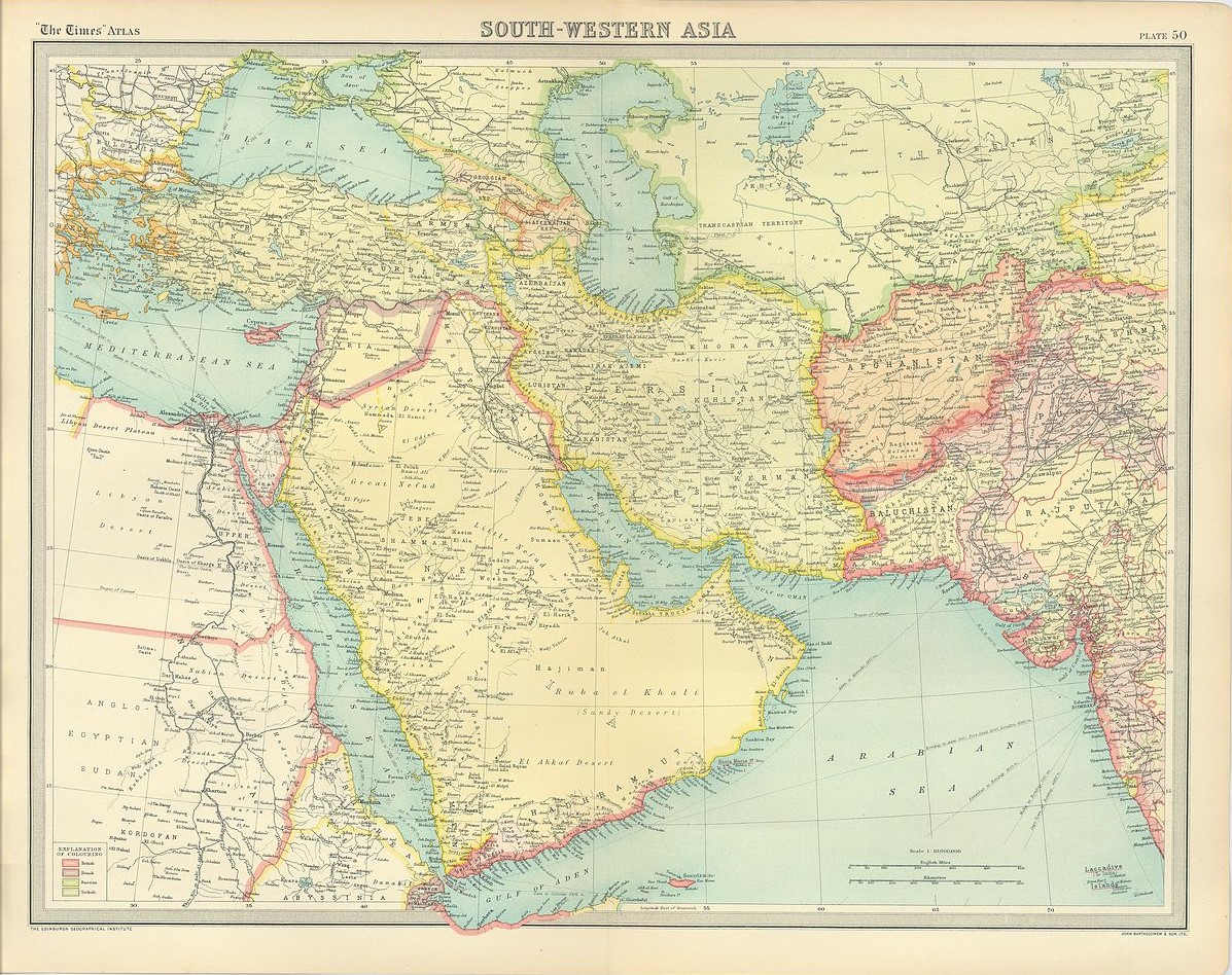 [Arabia]. South-Western Asia. Political Map. de JOHN BARTHOLOMEW & CO ...