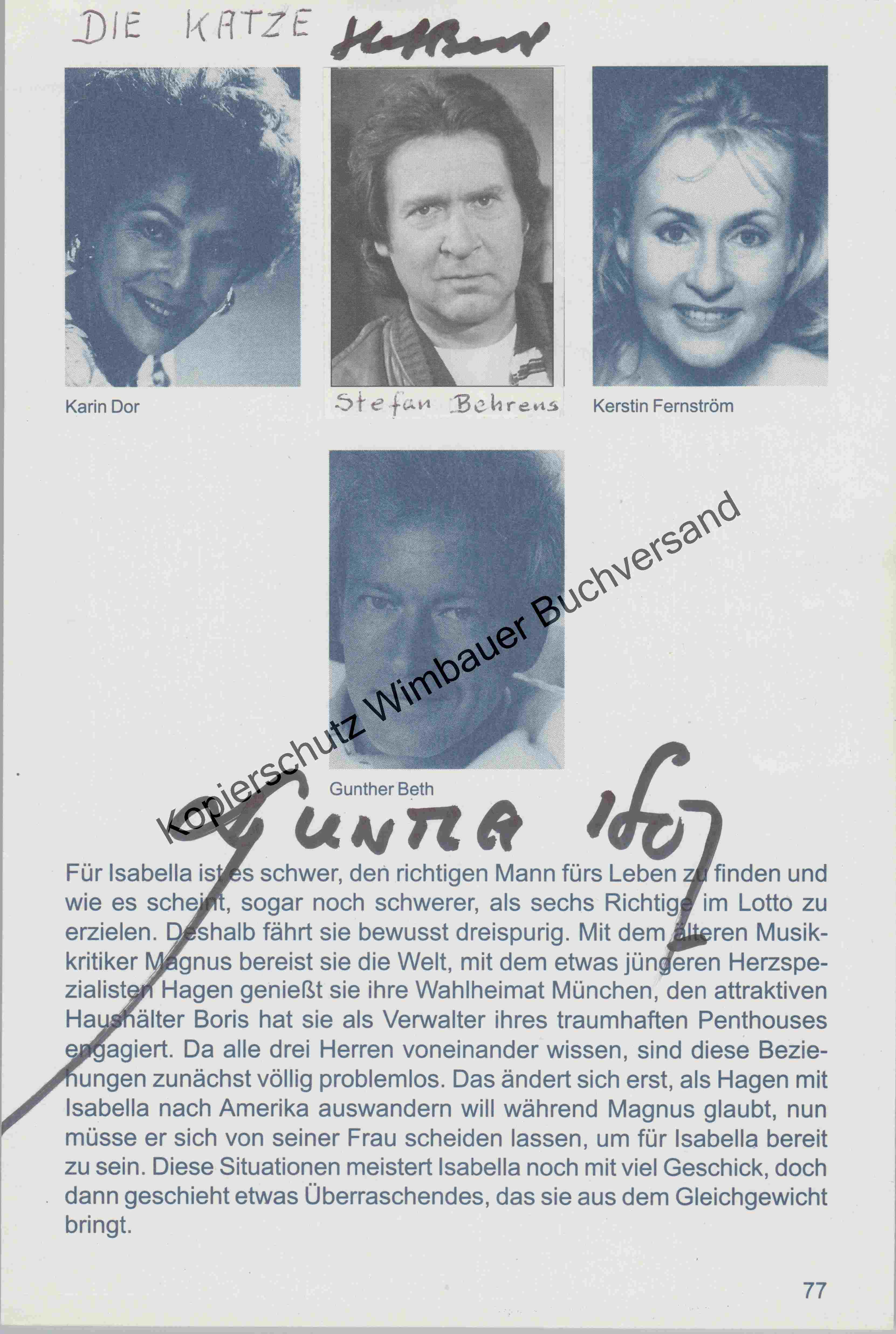 Original Autogramm Gunther Beth / Stefan Behrens /// Autogramm ...