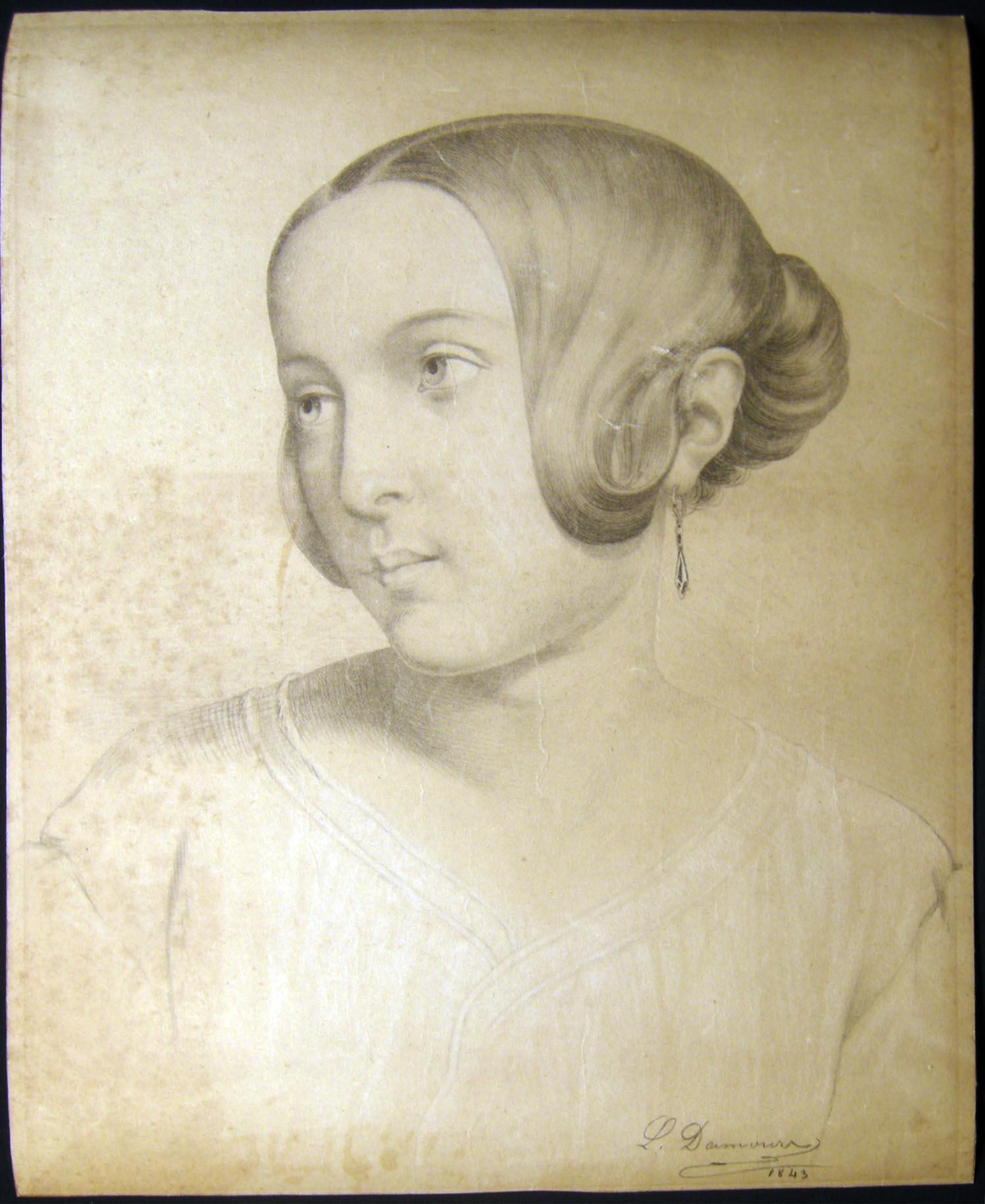 1843 Portrait of a Woman Signed Pencil Drawing by (Art - 19th Century ...