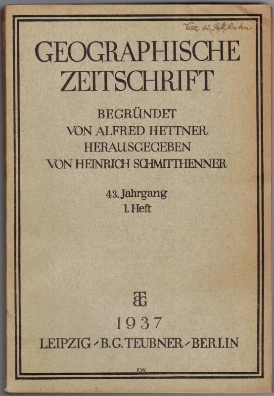 Geographische Zeitschrift. Begründet von Alfred Hettner. 43. Jahrgang ...