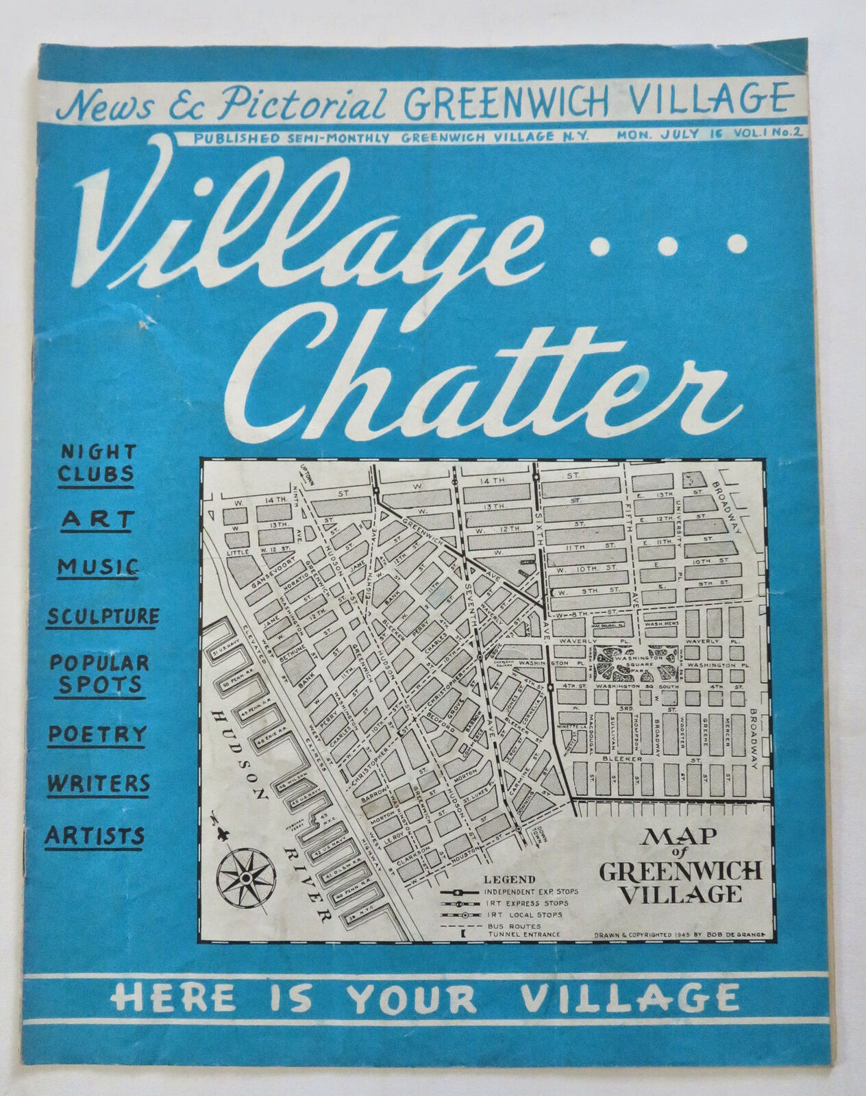 Greenwich Village NYC Chatter magazine July 1945 City Plan cover ...