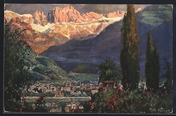 Künstler-Ansichtskarte Rudolf Alfred Höger: Bolzano, Bolzano col ...