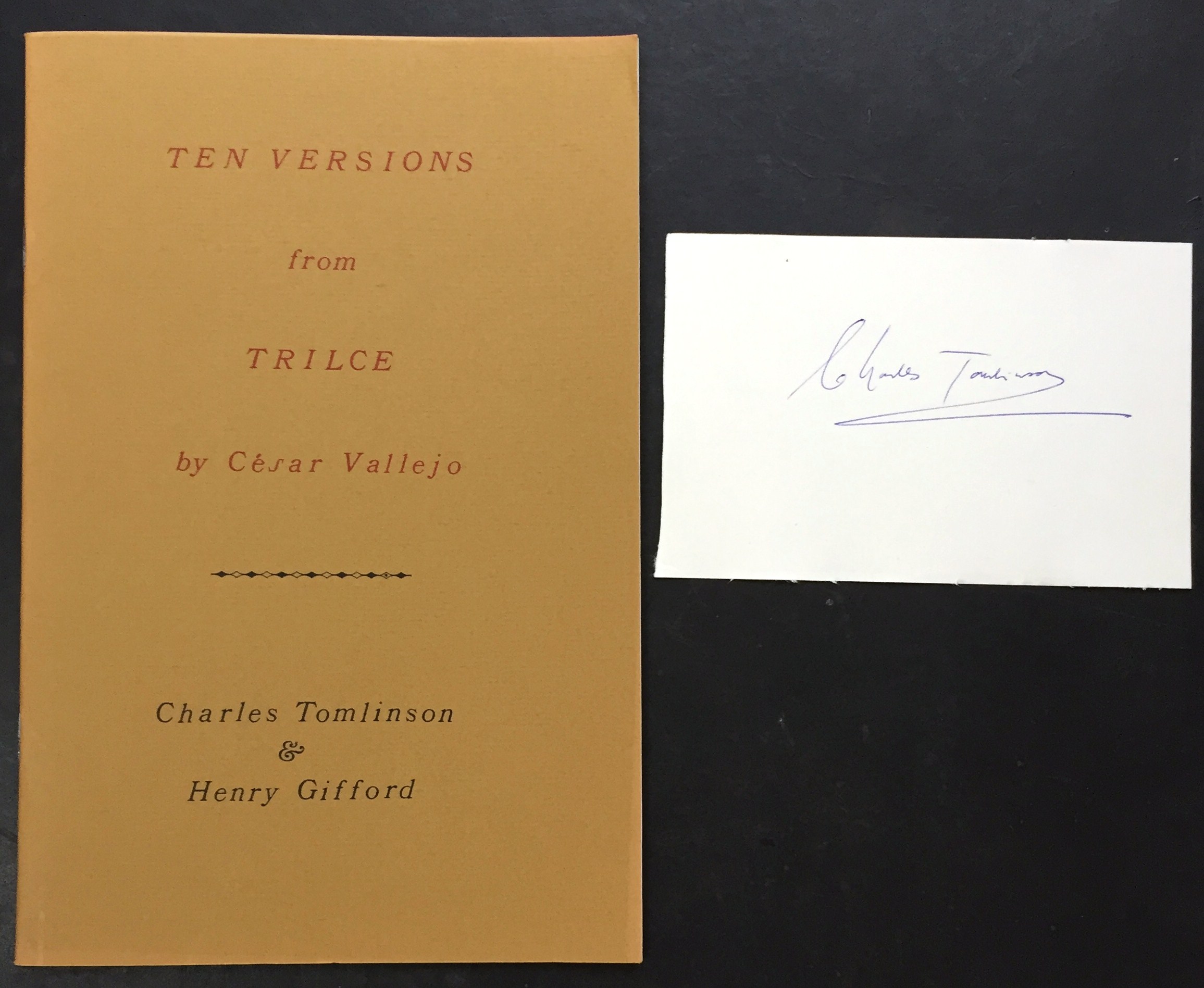 Ten Versions from Trilce by Cesar Vallejo, Signed by Vallejo, Cesar ...