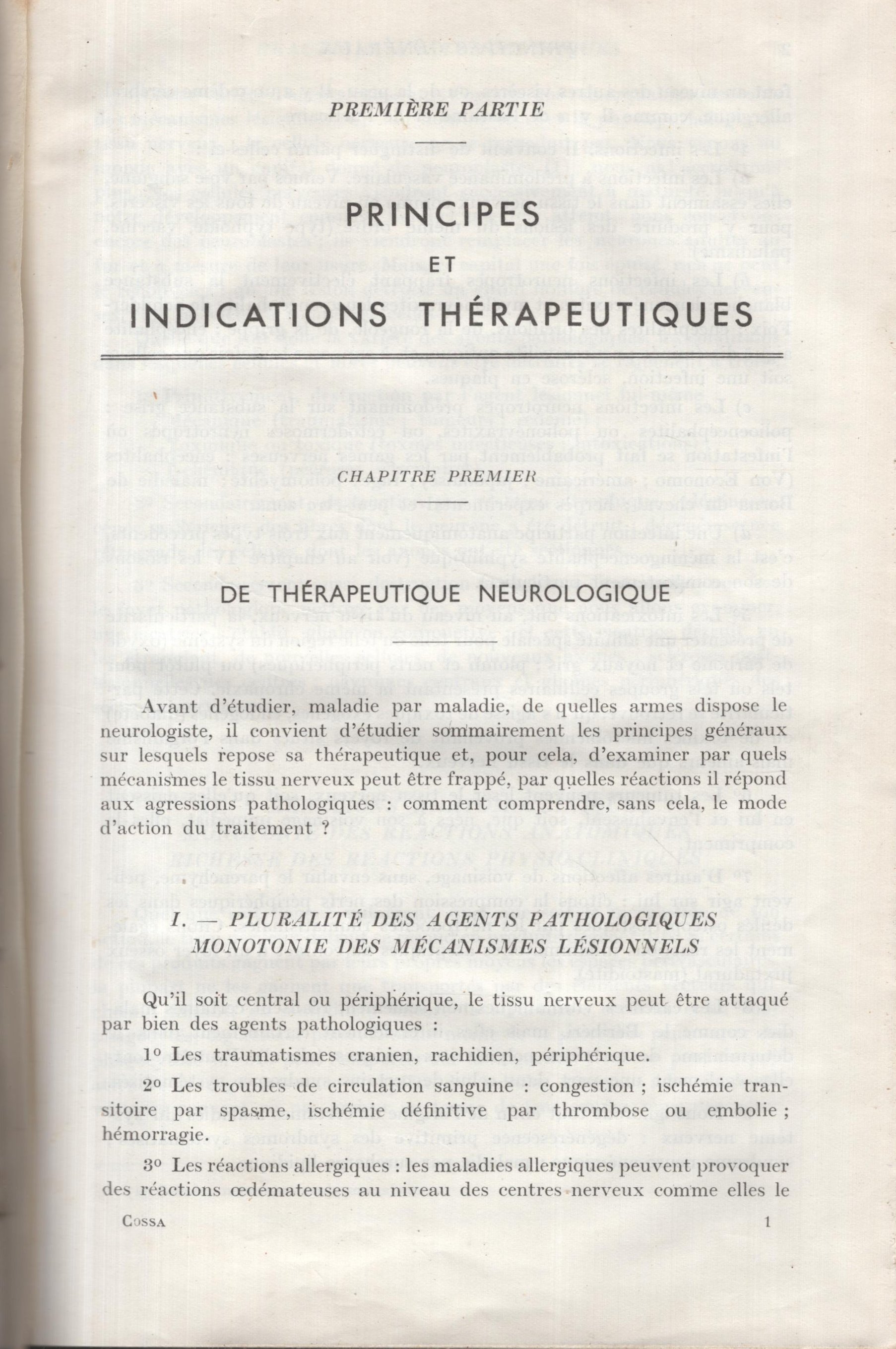 Thérapeutique neurologique et psychiatrique by Paul Cossa: Bon ...