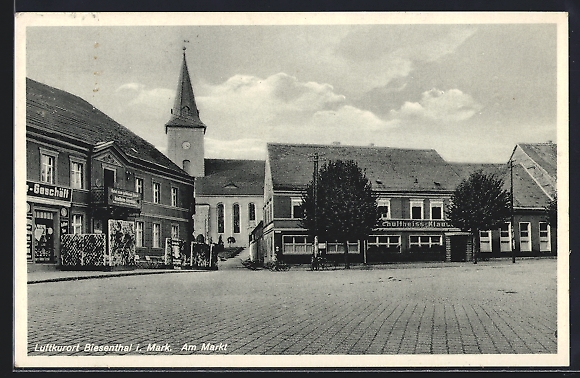 Ansichtskarte Biesenthal i. Mark, Am Markt mit Gasthaus Schultheiss ...