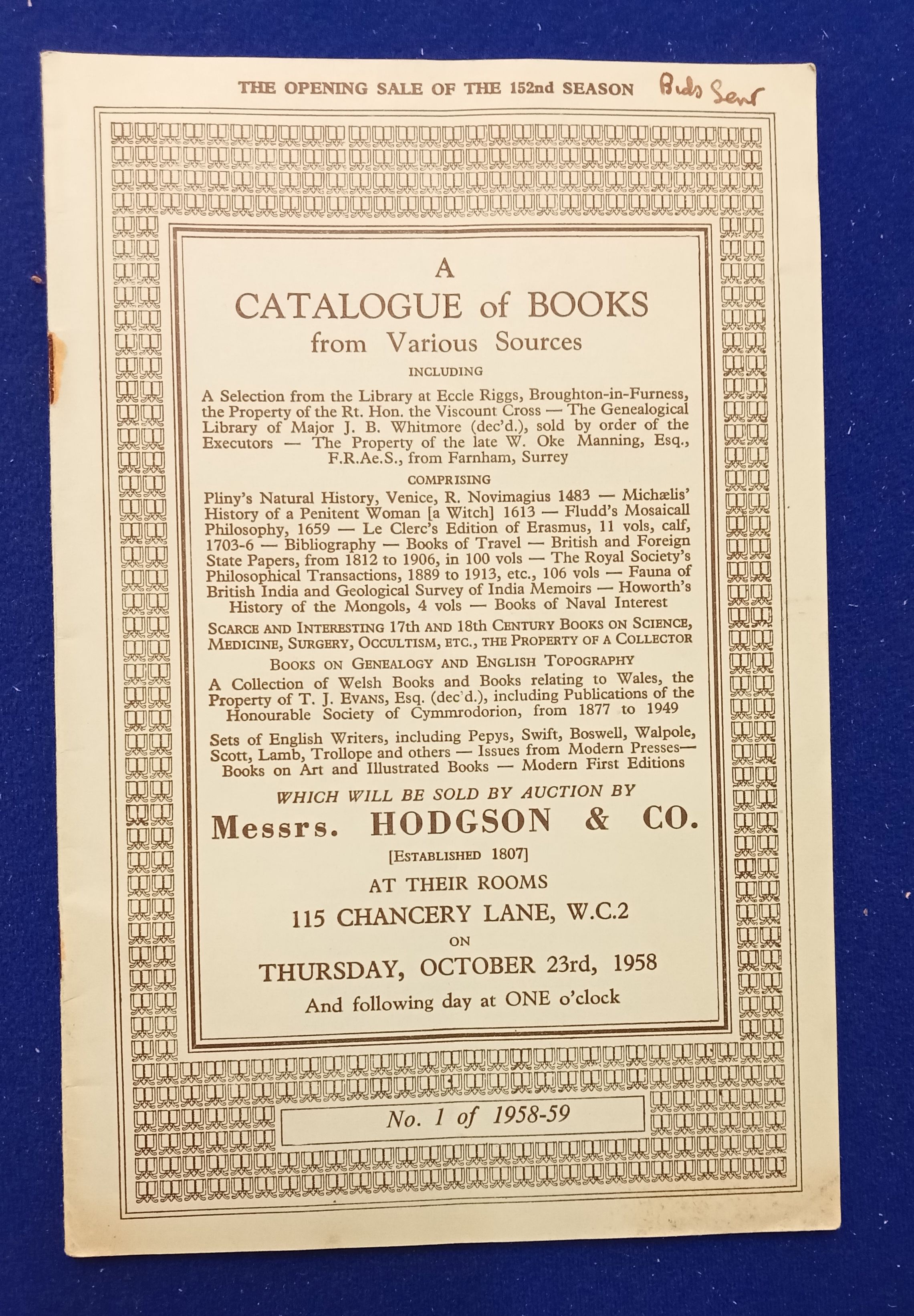 A Catalogue of Books from Various Sources including A Selection from ...