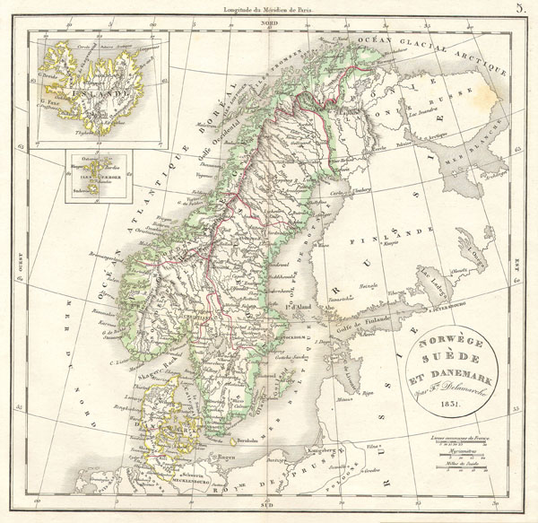 Norwege Suede et Danemark. von 1831 Delamarche Map of Scandinavia ...