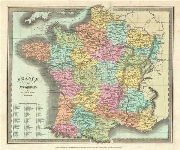 France in Departments. de 1832 Burr Map of France in Departments: (1832 ...