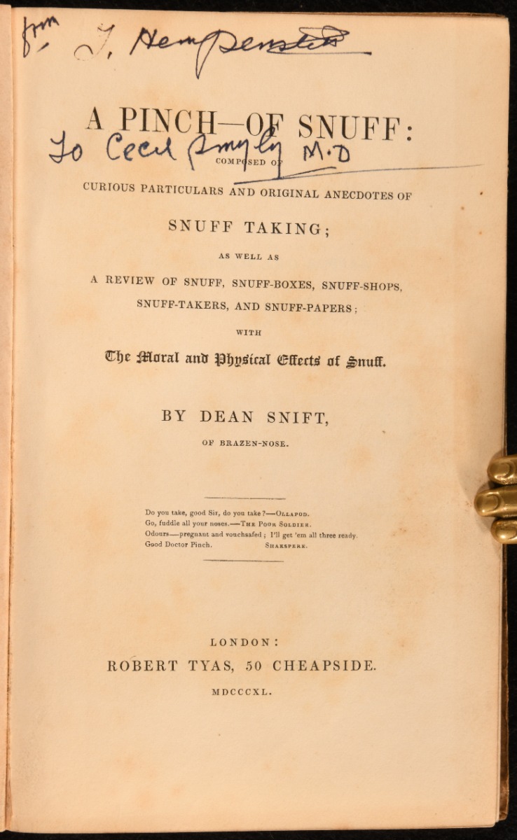A Pinch-Of Snuff: Composed of Curious Particulars and Original ...